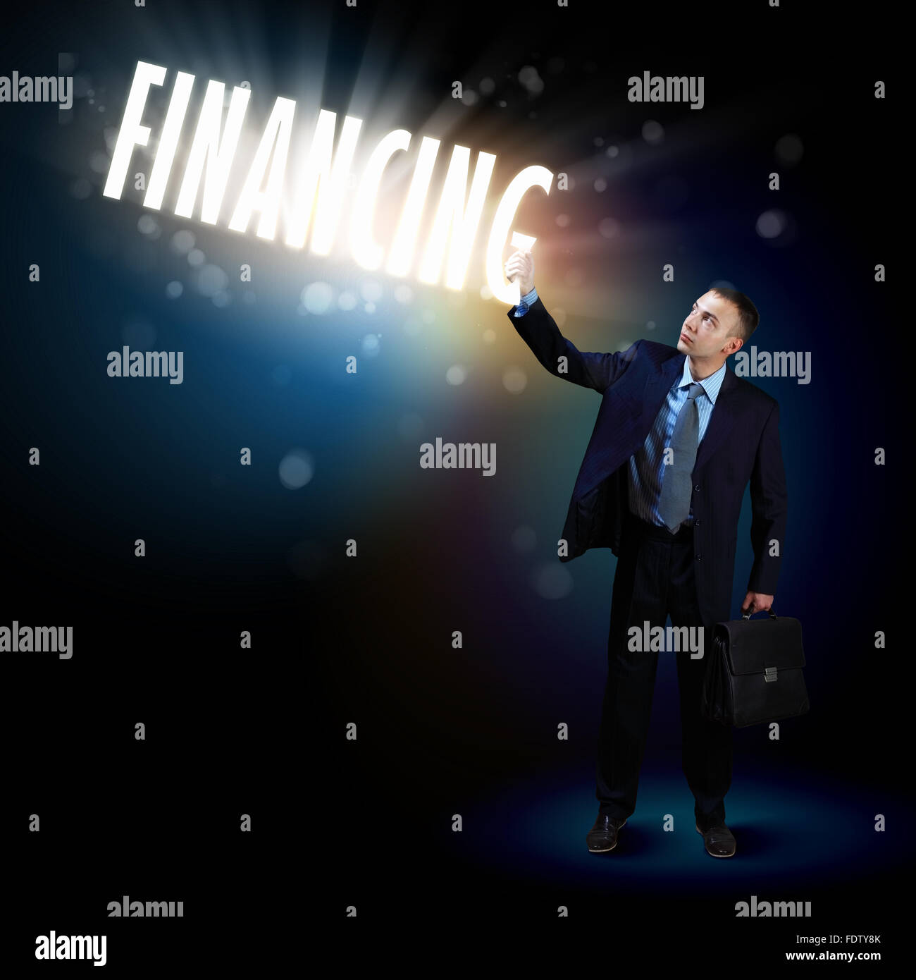 Modern people doing business, young businessman with money symbols ...