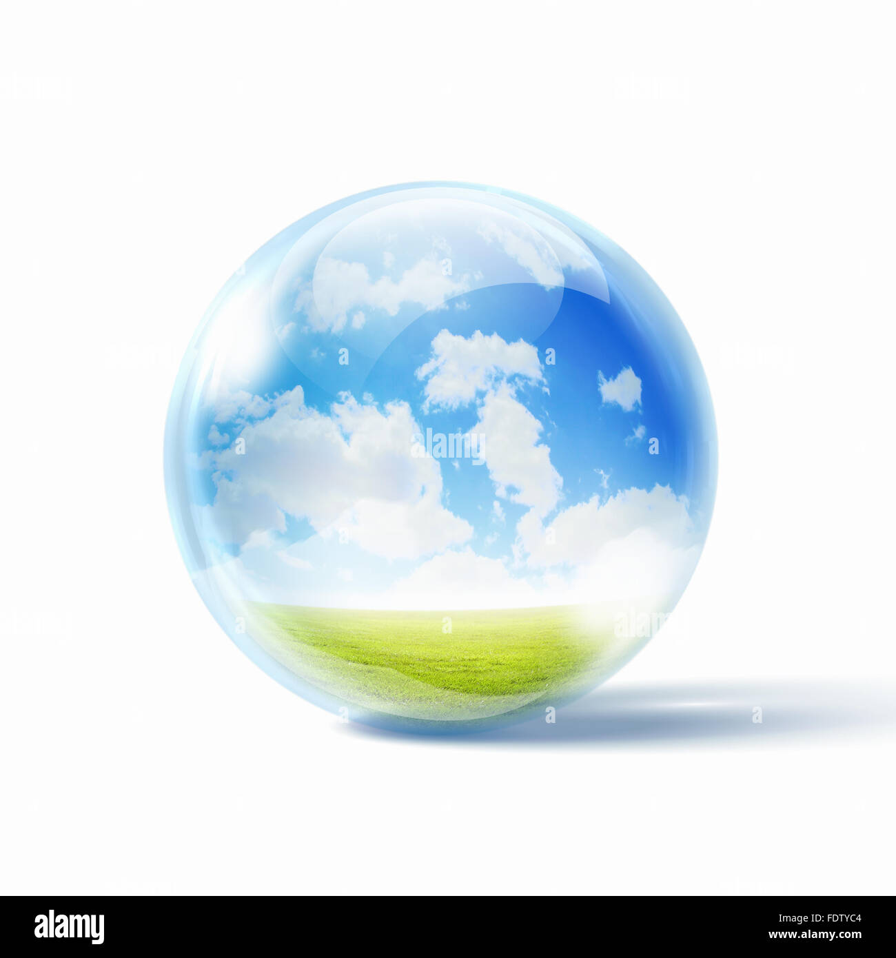 White cloud in the blue sky inside a glass sphere Stock Photo - Alamy