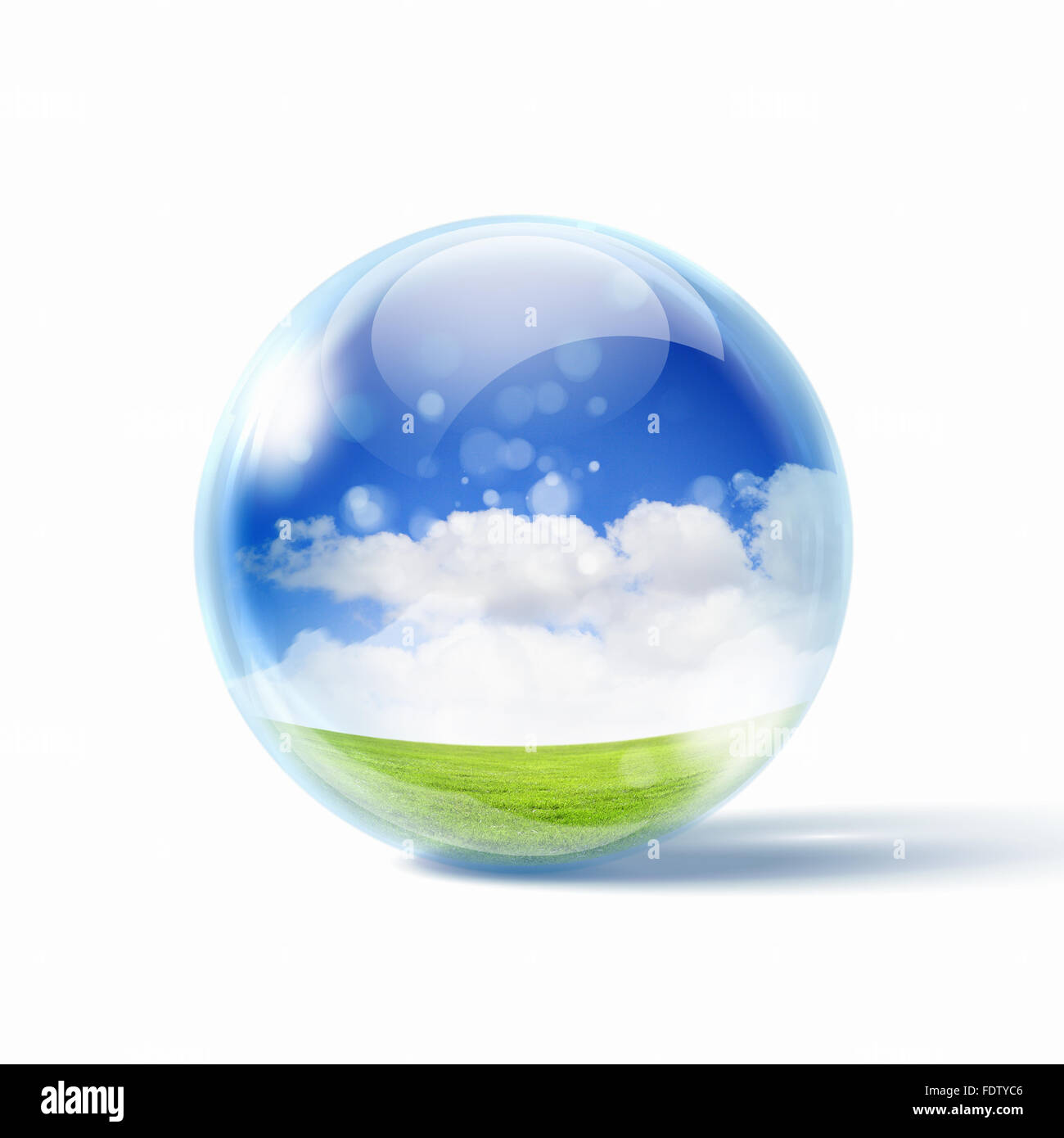 White cloud in the blue sky inside a glass sphere Stock Photo - Alamy