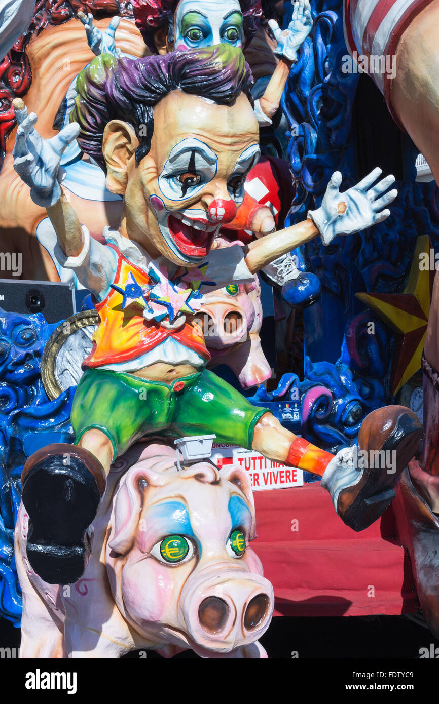 Decorations of Carnival floats in Acireale - Italy Stock Photo - Alamy
