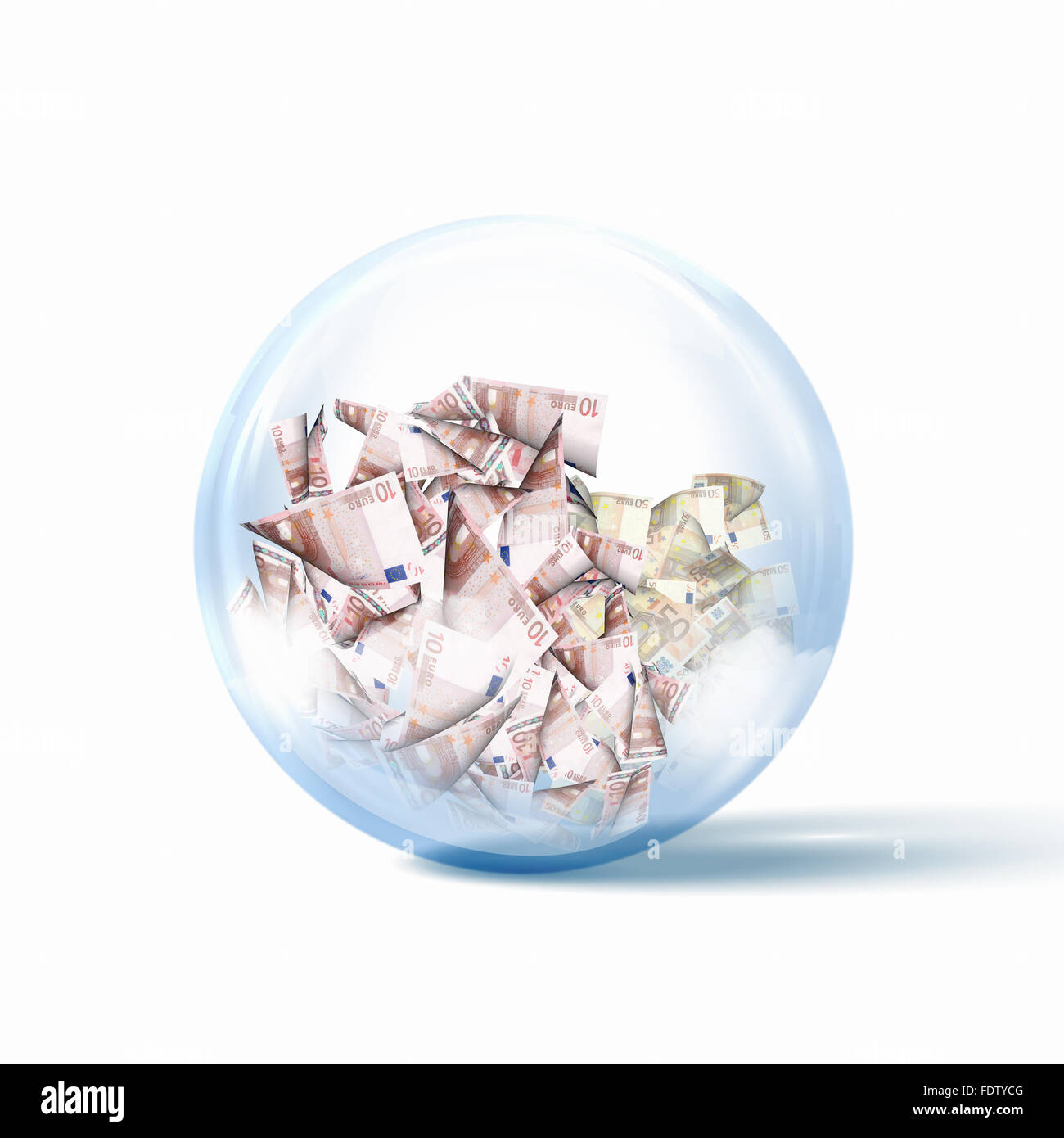 Image of heap of money bills inside a glass sphere Stock Photo - Alamy