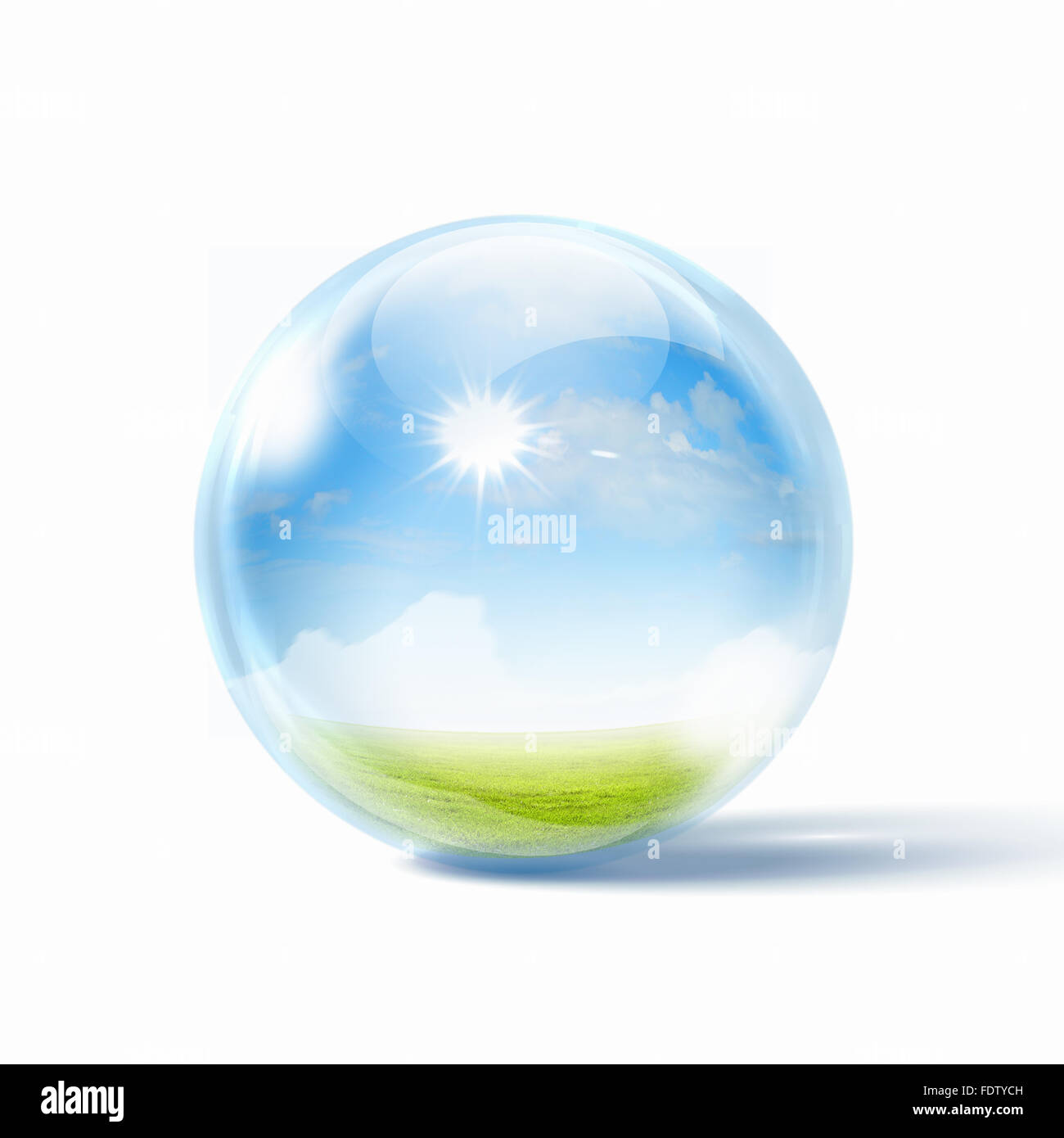 White cloud in the blue sky inside a glass sphere Stock Photo - Alamy