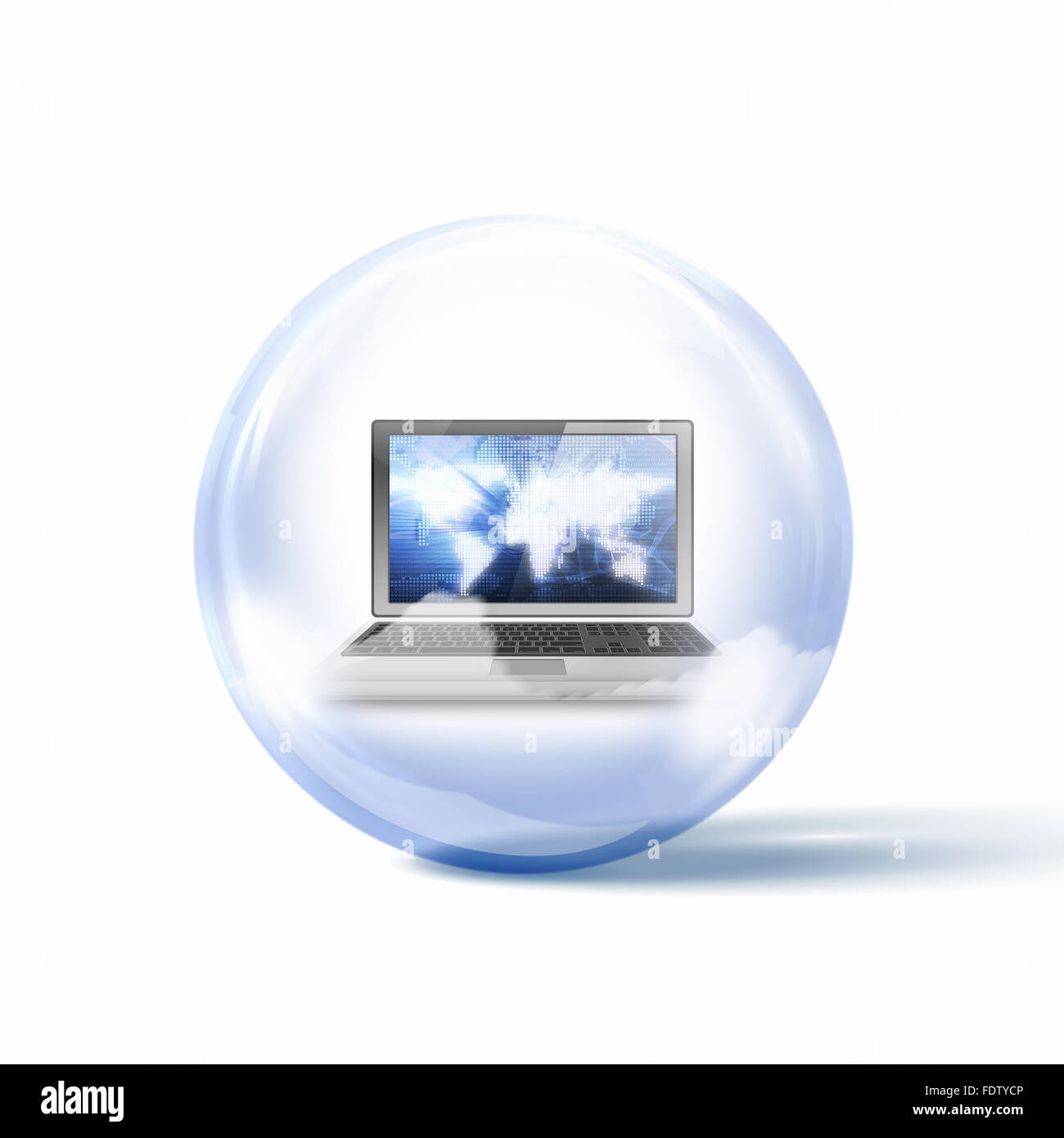Image of a personal computer inside a glass sphere Stock Photo - Alamy