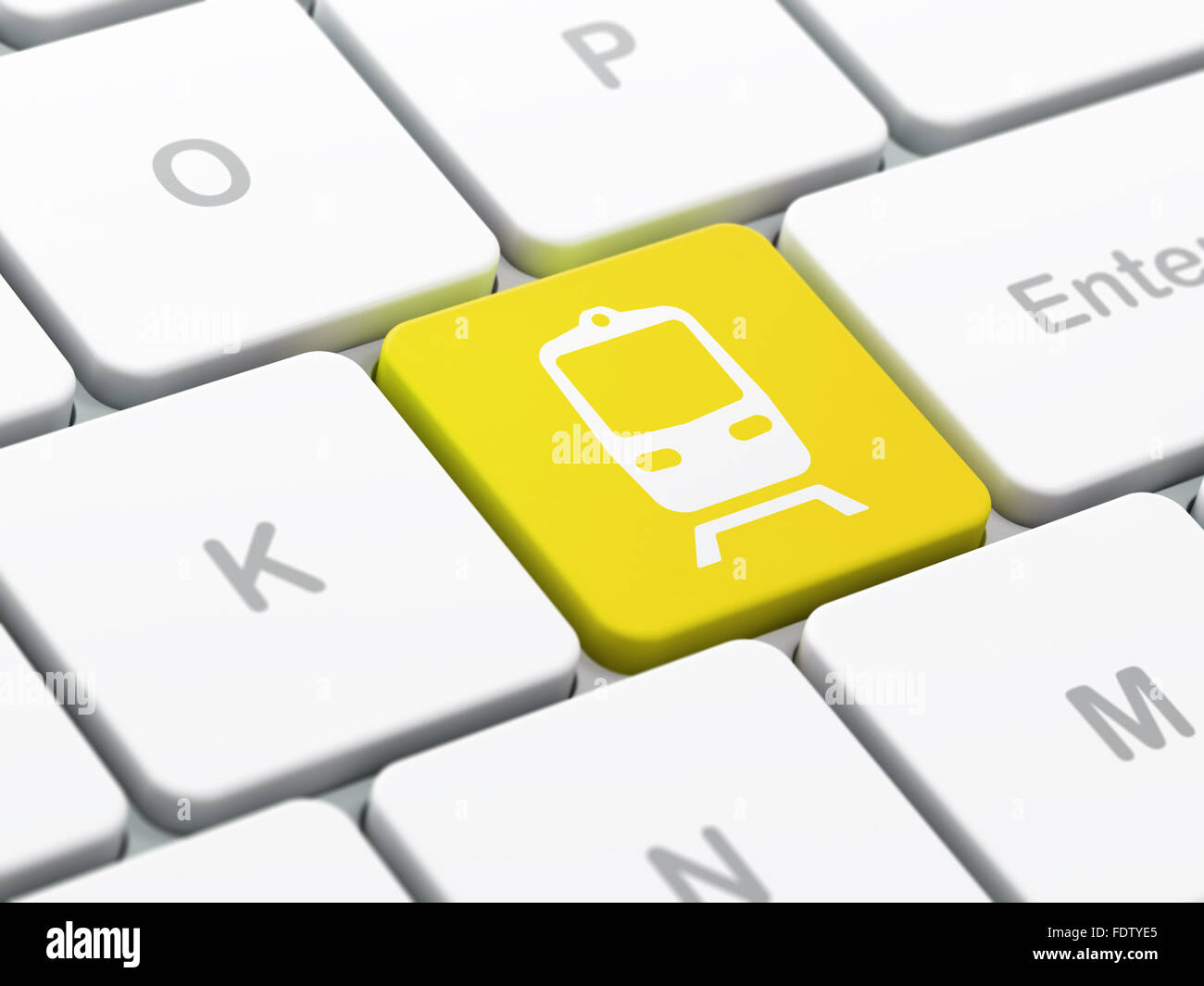Vacation concept: Train on computer keyboard background Stock Photo - Alamy
