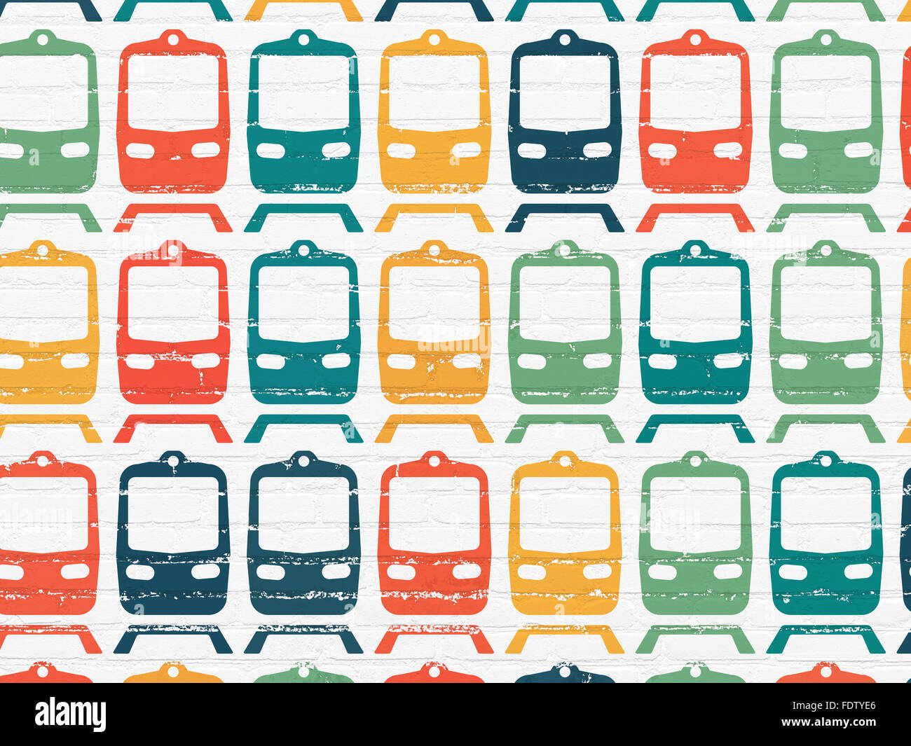Tourism concept: Train icons on wall background Stock Photo - Alamy