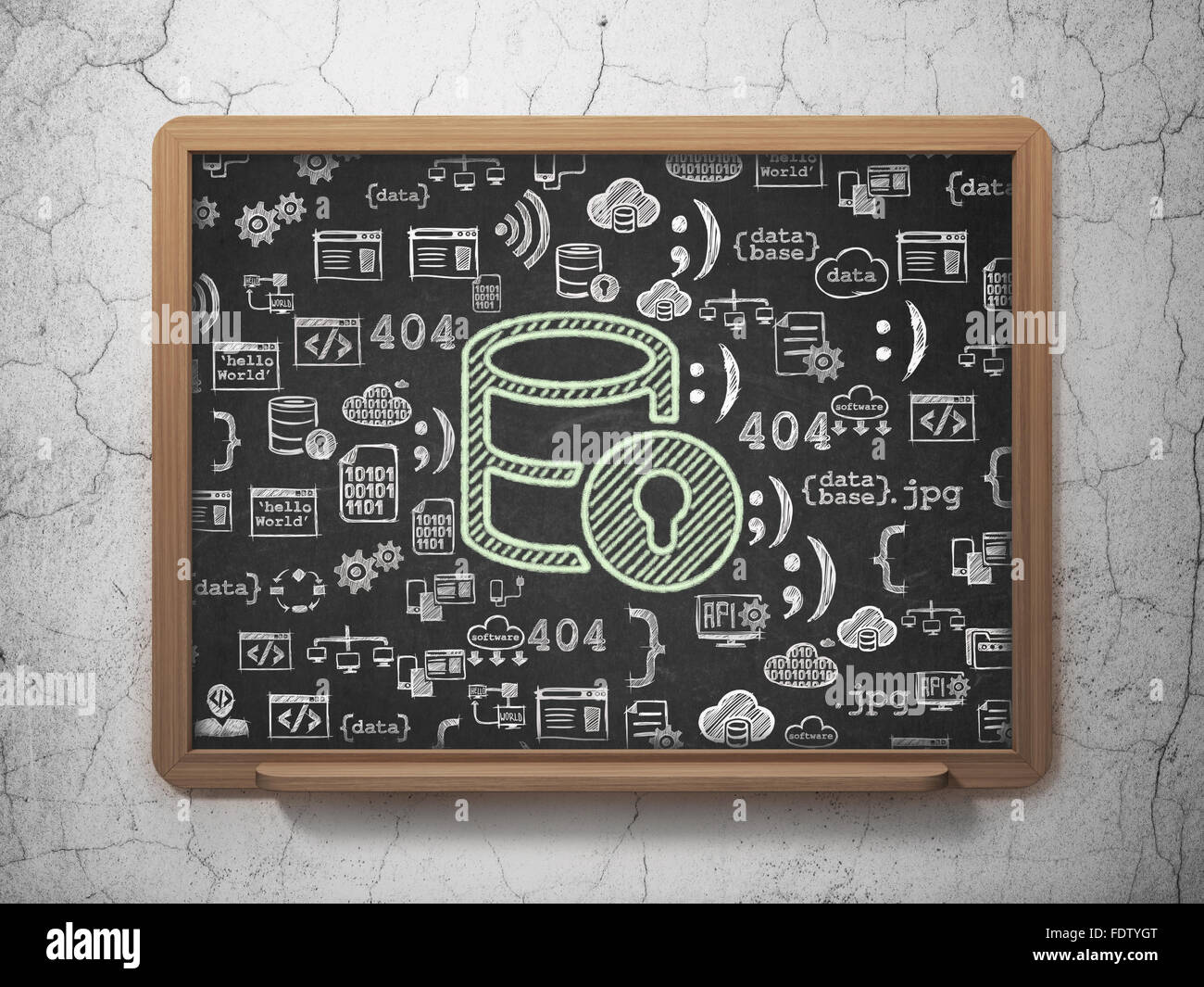 Software concept: Database With Lock on School Board background Stock ...