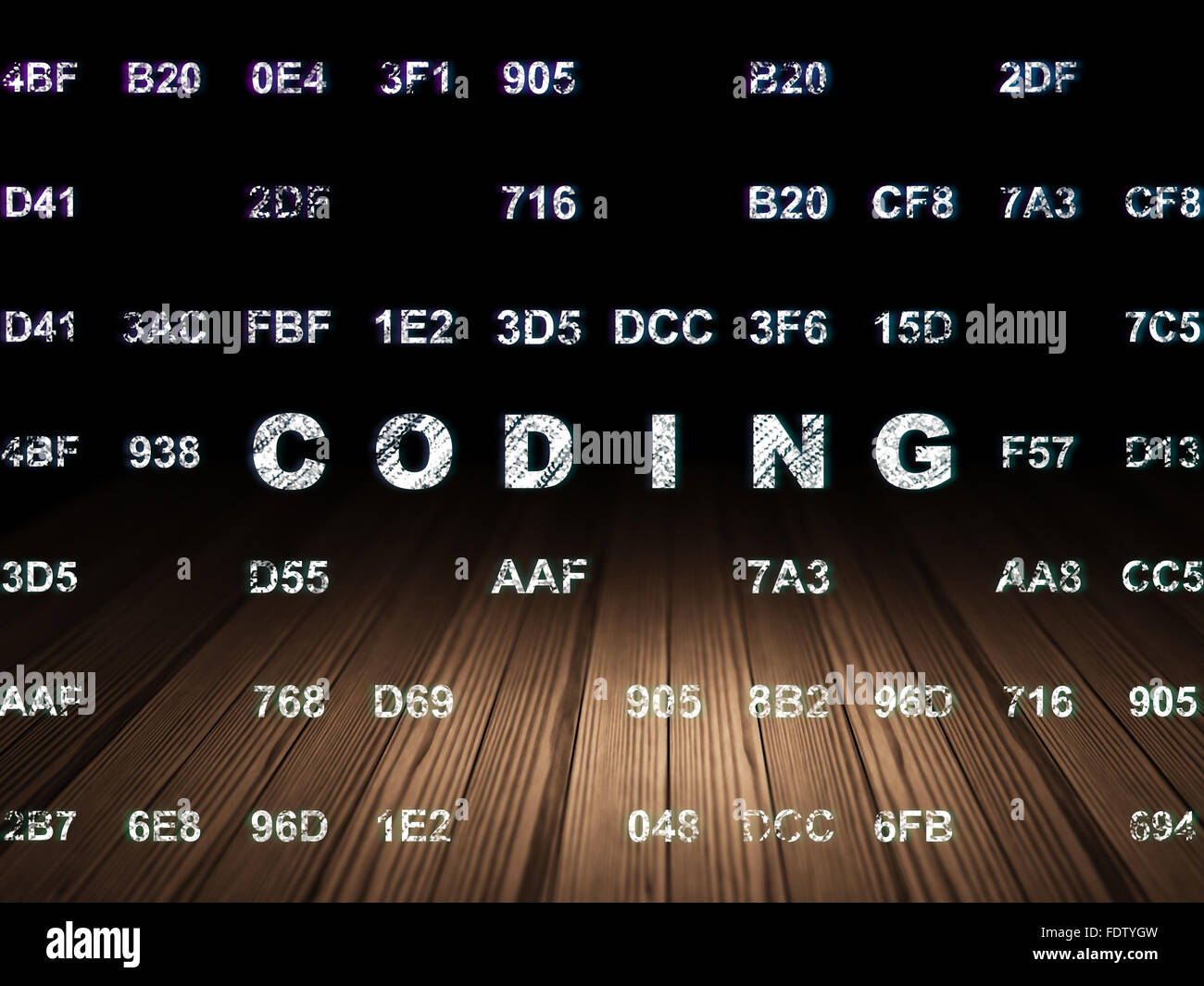 Programming concept: Coding in grunge dark room Stock Photo - Alamy