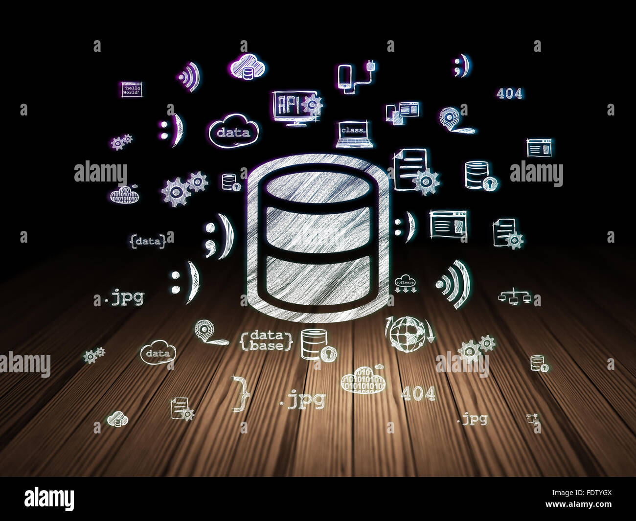 Database concept: Database in grunge dark room Stock Photo - Alamy