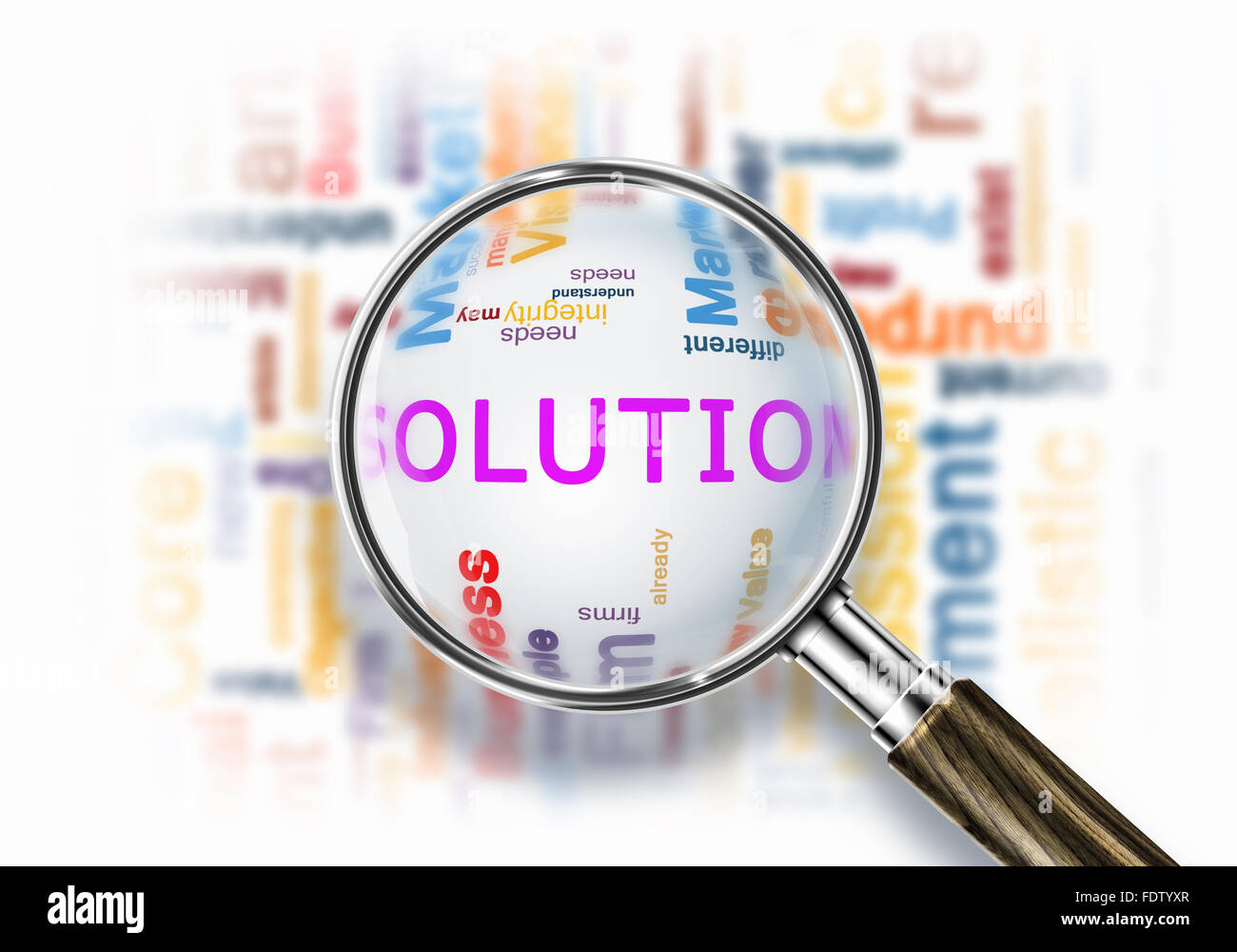 Word under magnifying glass Cut Out Stock Images & Pictures - Alamy