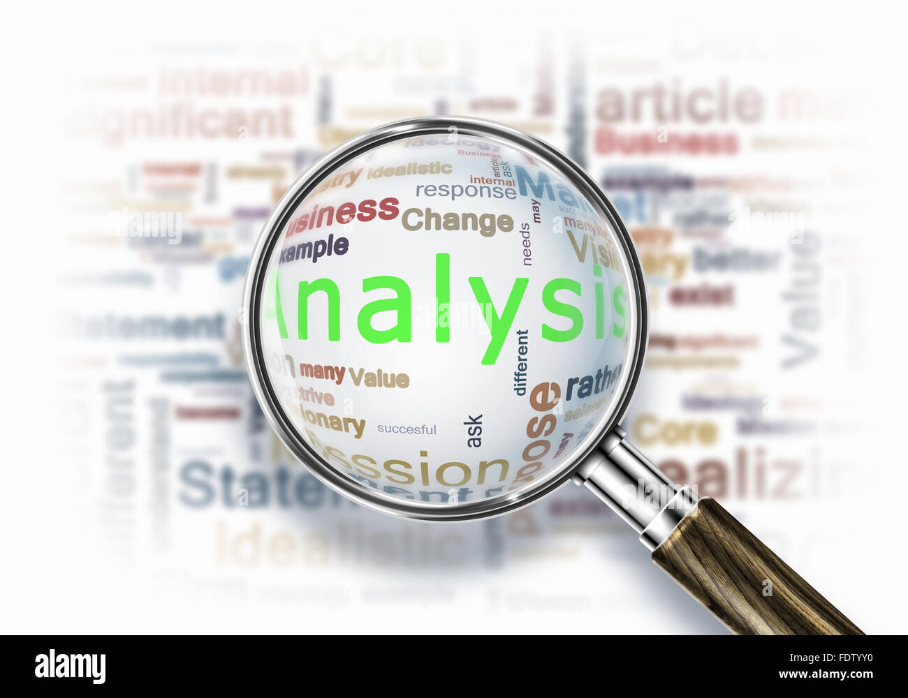 Business words collage under a magnifying glass Stock Photo - Alamy