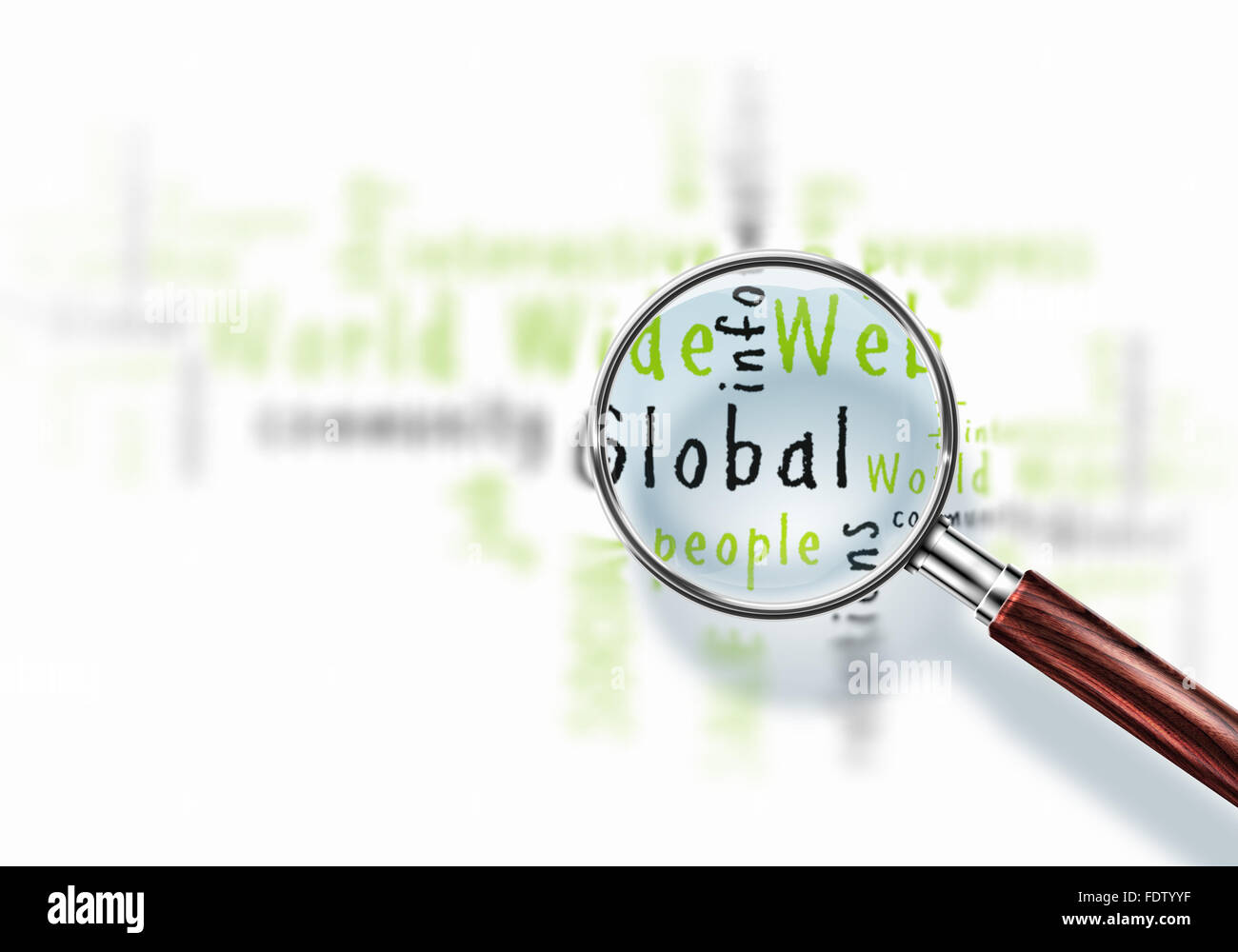 Words cloud of social network under a magnifying glass Stock Photo - Alamy