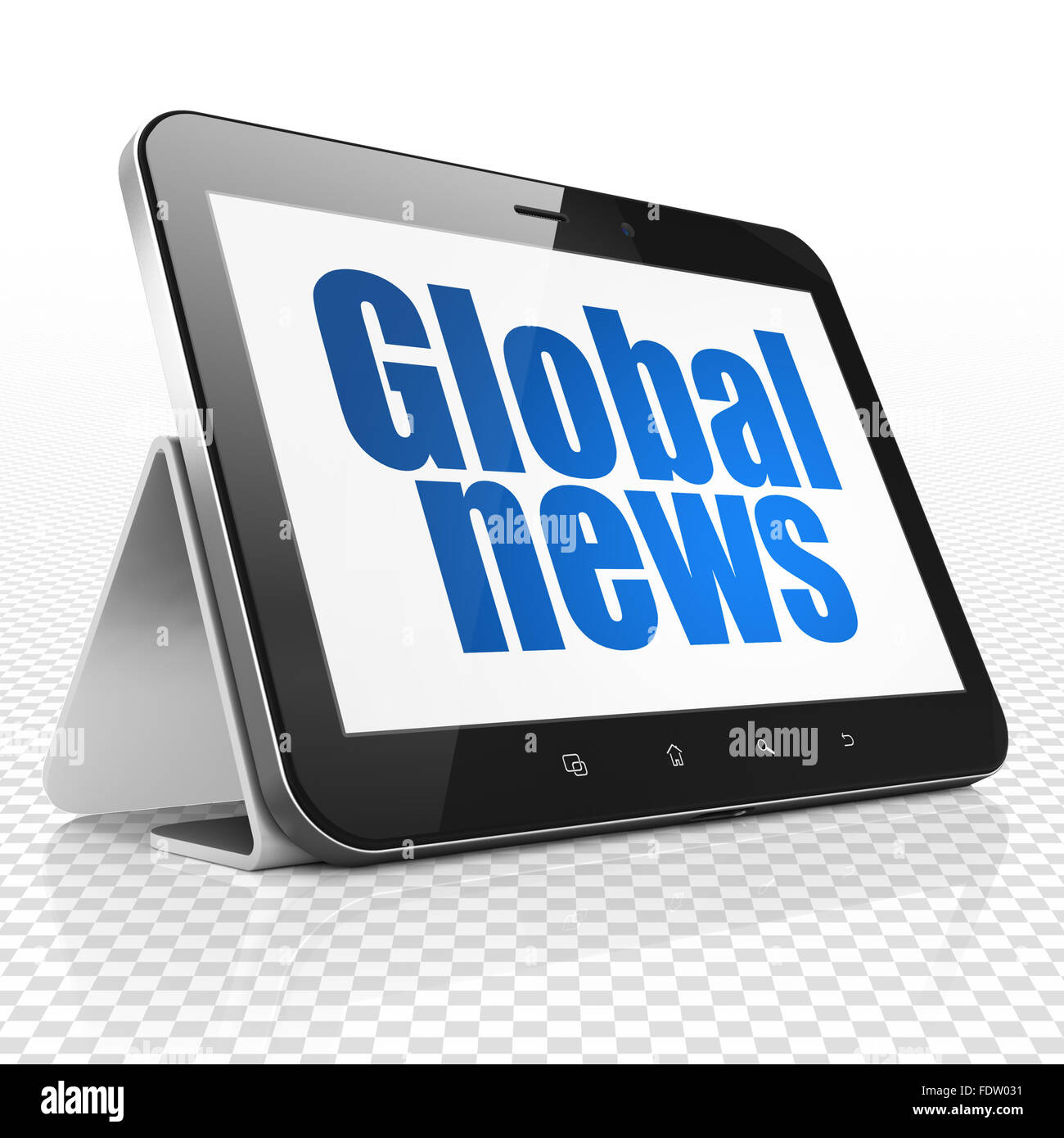 News concept: Tablet Computer with Global News on display Stock Photo ...