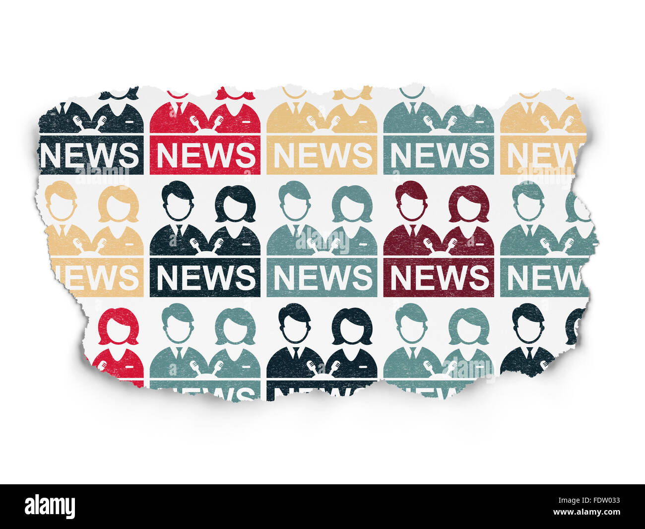 News concept: Anchorman icons on Torn Paper background Stock Photo - Alamy