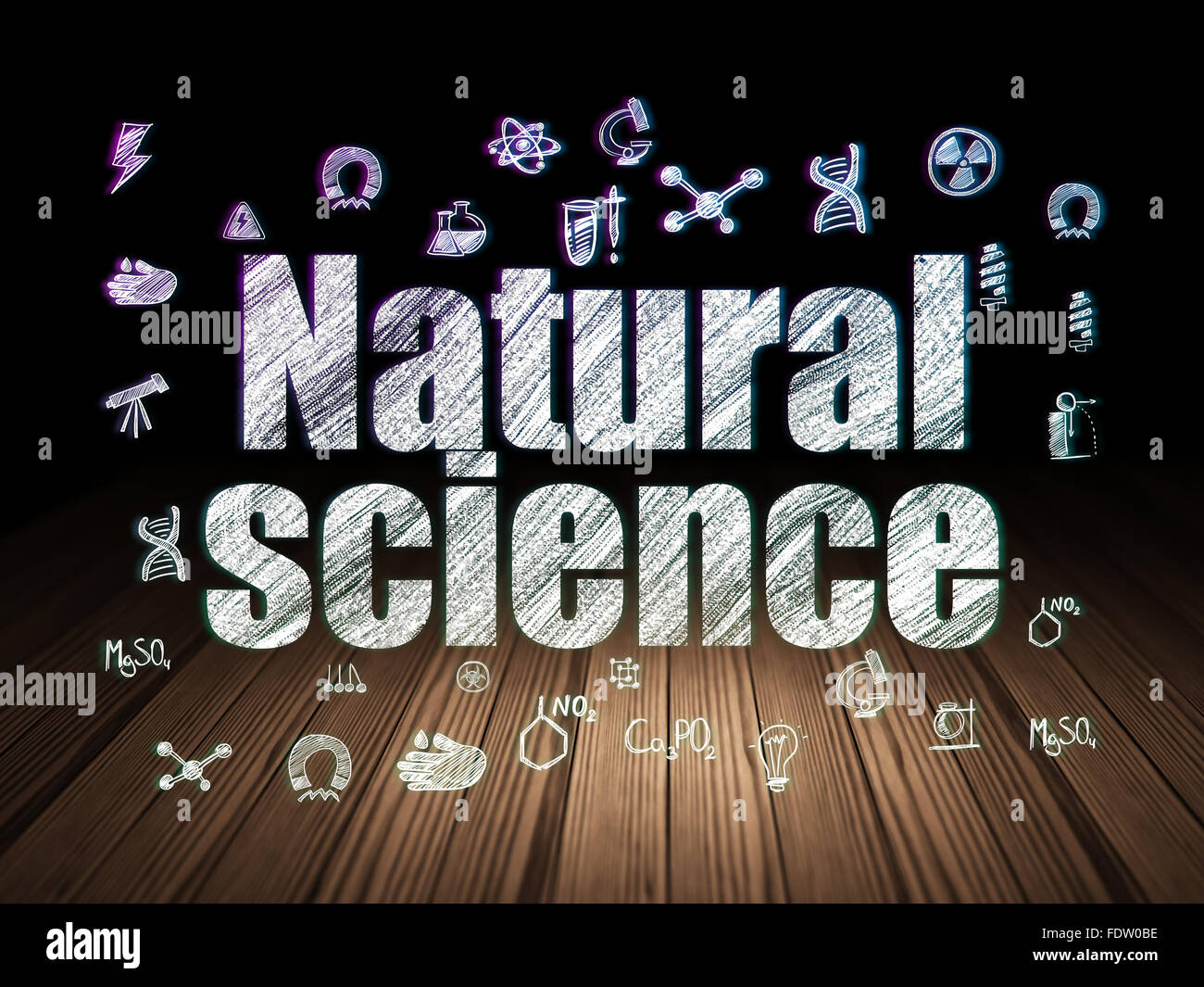 Science concept: Natural Science in grunge dark room Stock Photo - Alamy