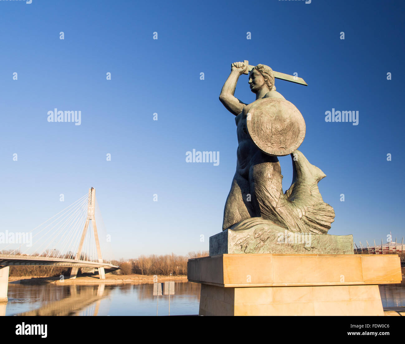 The Warsaw Mermaid called Syrenka on the Vistula River bank in Poland ...