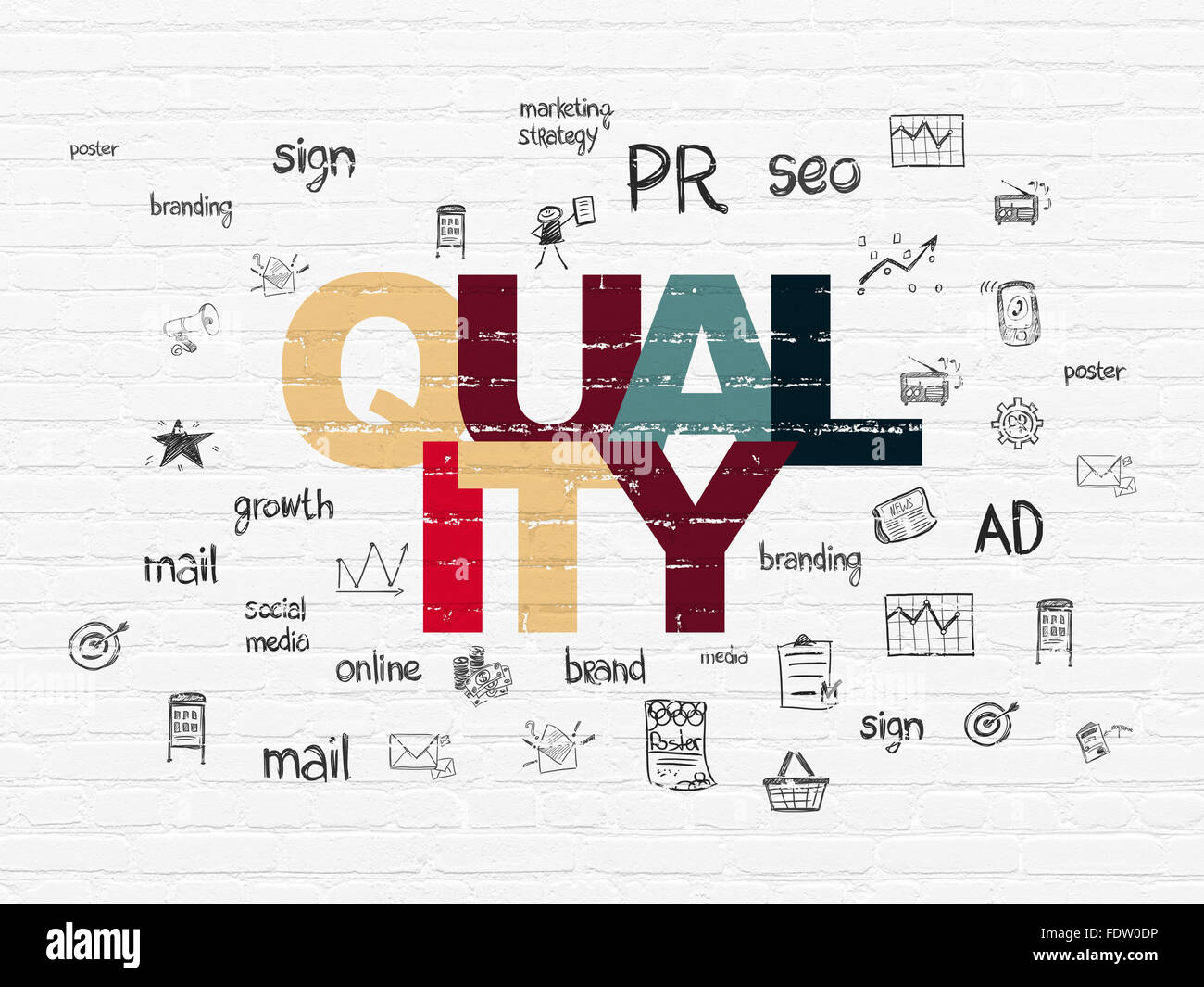 Marketing concept: Quality on wall background Stock Photo - Alamy