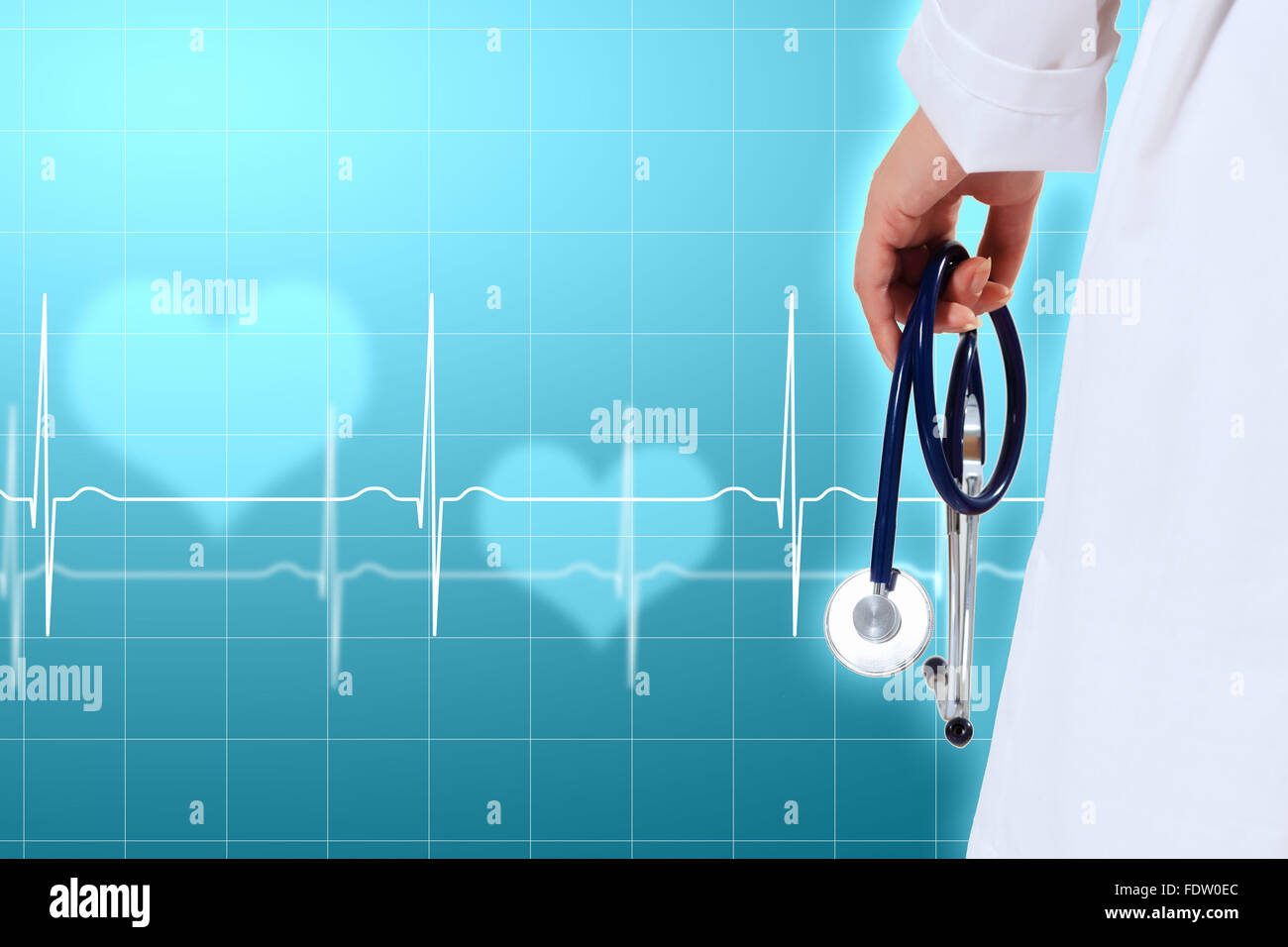 Illustration with medical background having heart beat, doctor and ...