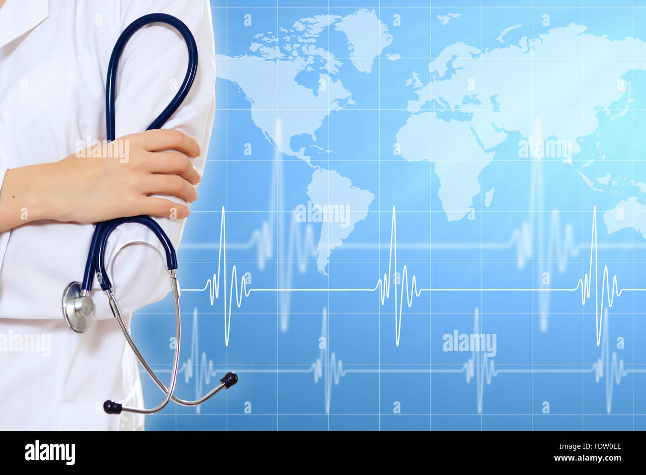 Illustration with medical background having heart beat, doctor and ...