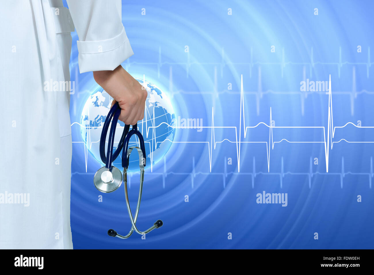 Illustration with medical background having heart beat, doctor and ...