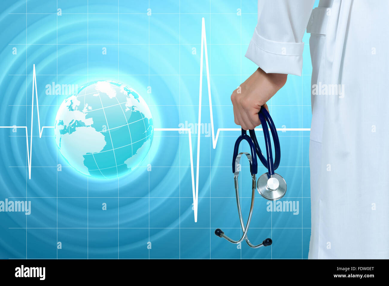 Illustration with medical background having heart beat, doctor and ...