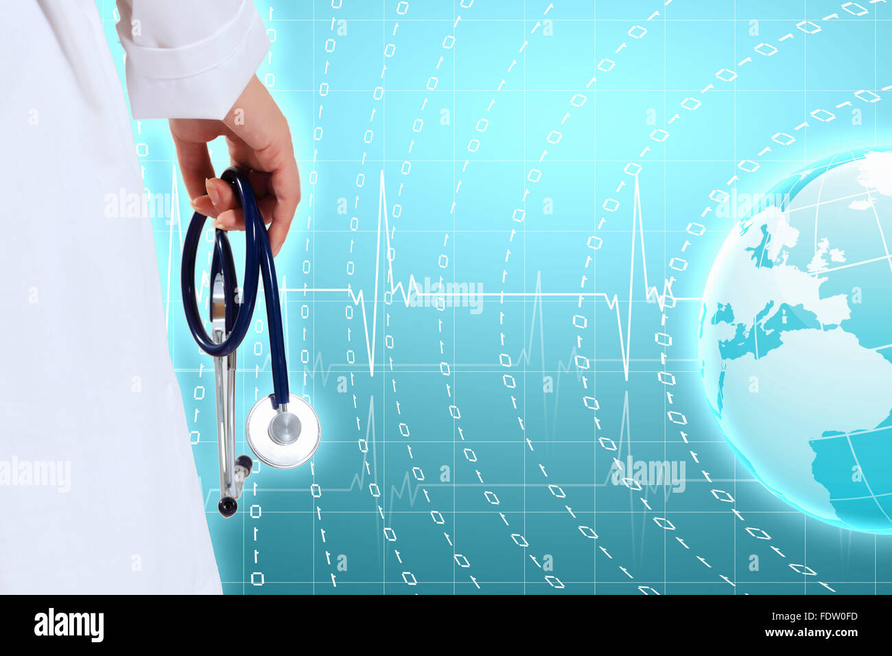 Illustration with medical background having heart beat, doctor and ...