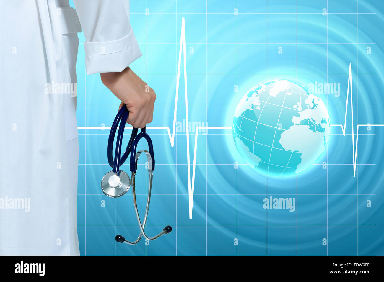 Illustration with medical background having heart beat, doctor and ...