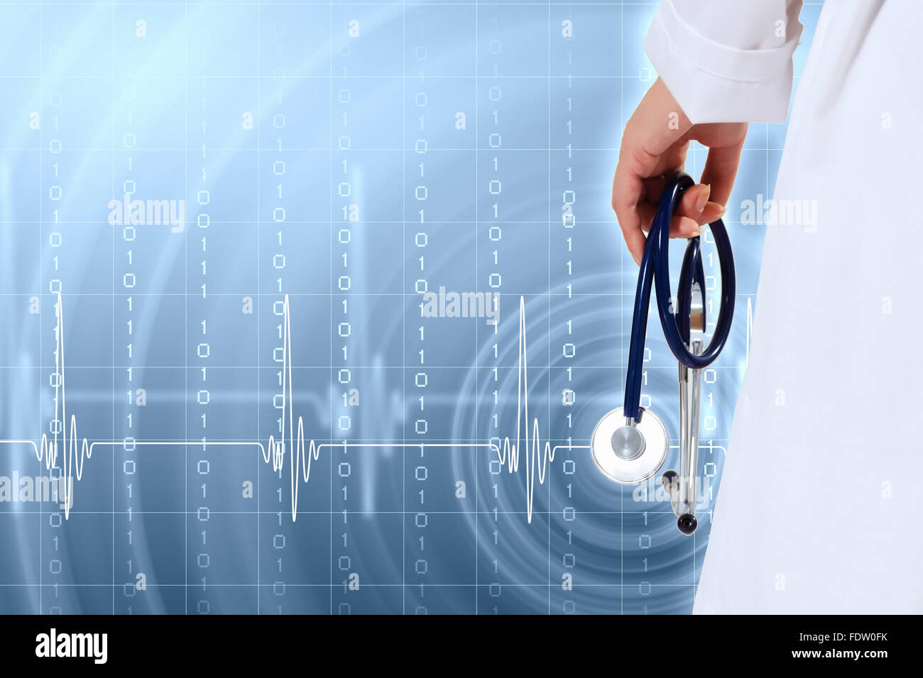 Illustration with medical background having heart beat, doctor and ...