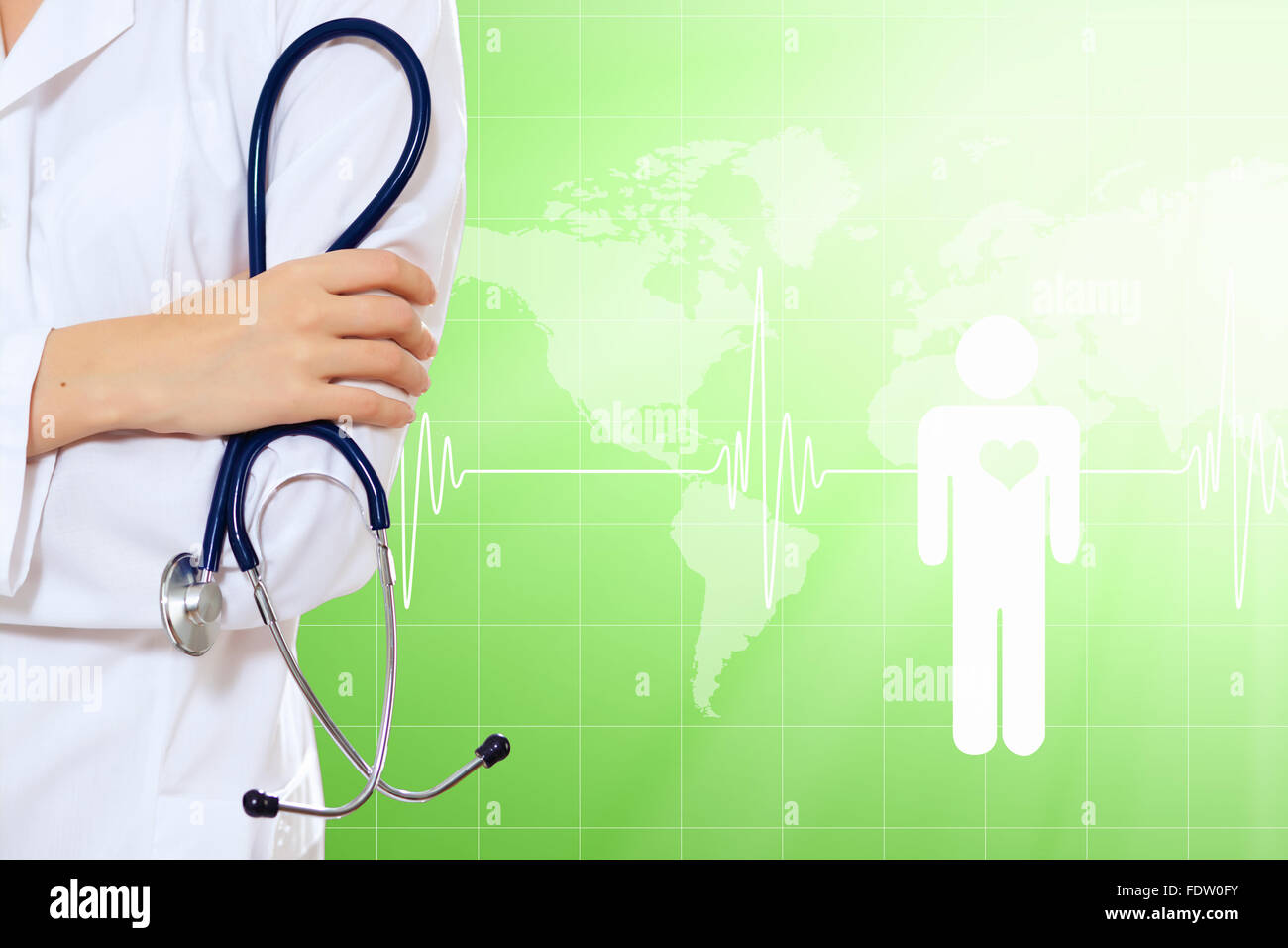 Illustration with medical background having heart beat, doctor and ...