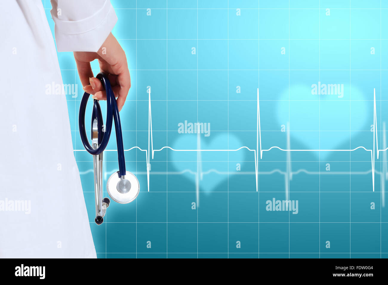 Illustration with medical background having heart beat, doctor and ...