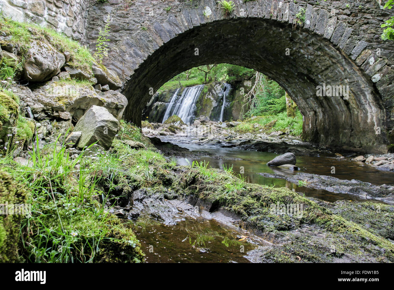 Stone bridge over a small stream in the Scottish Highlands Stock Photo ...