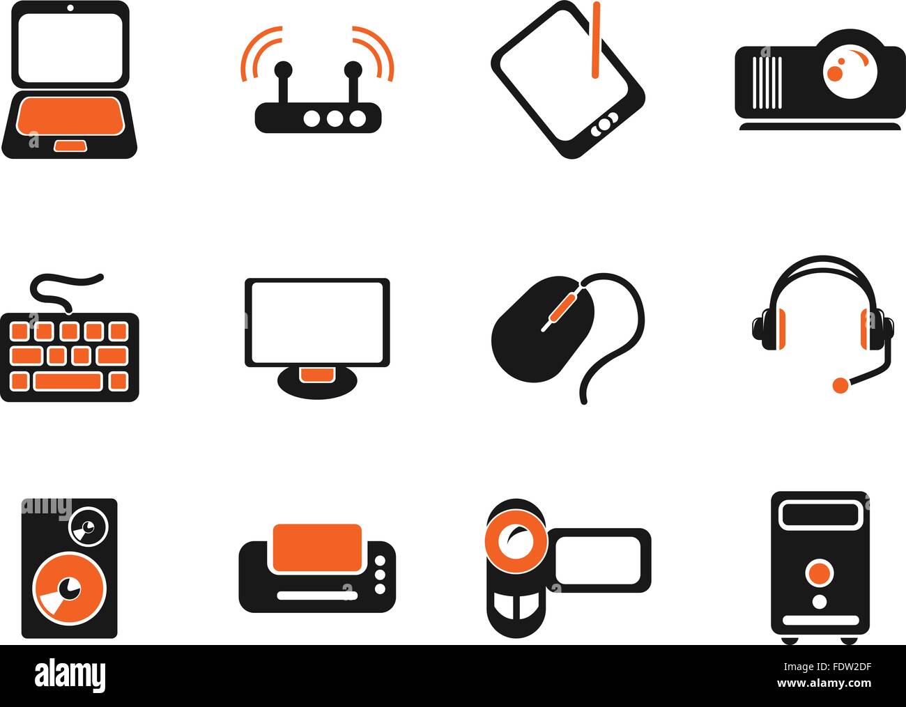 Computer equipment simple vector icons Stock Vector Image & Art - Alamy