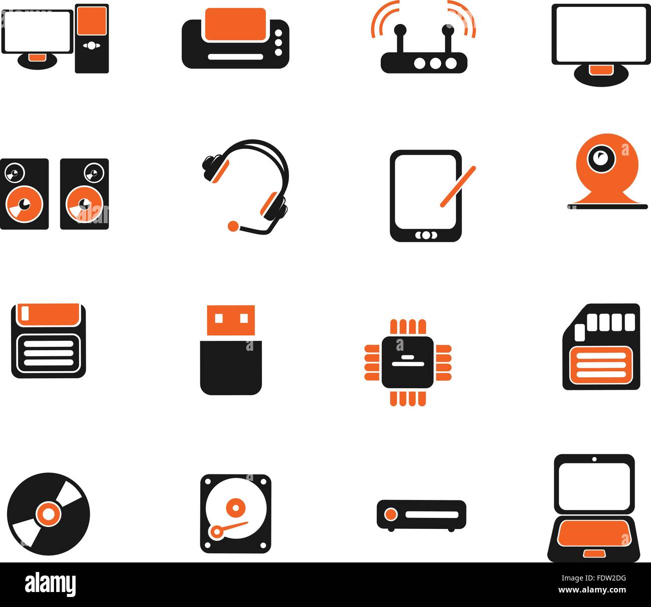 Computer equipment simple vector icons Stock Vector Image & Art - Alamy