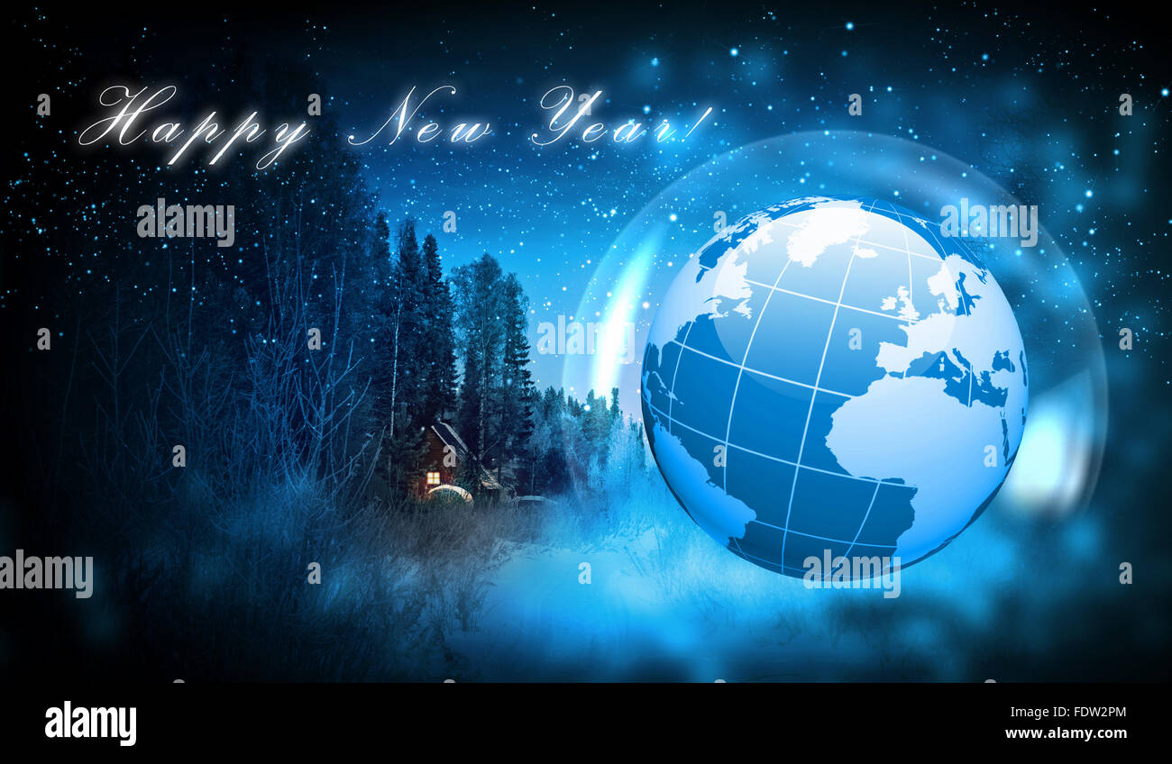 Earth symbol of the new year on our planet. Happy New Year and Merry ...