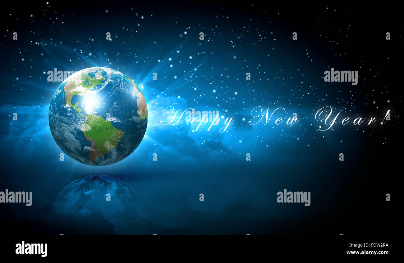 Earth symbol of the new year on our planet. Happy New Year and Merry ...