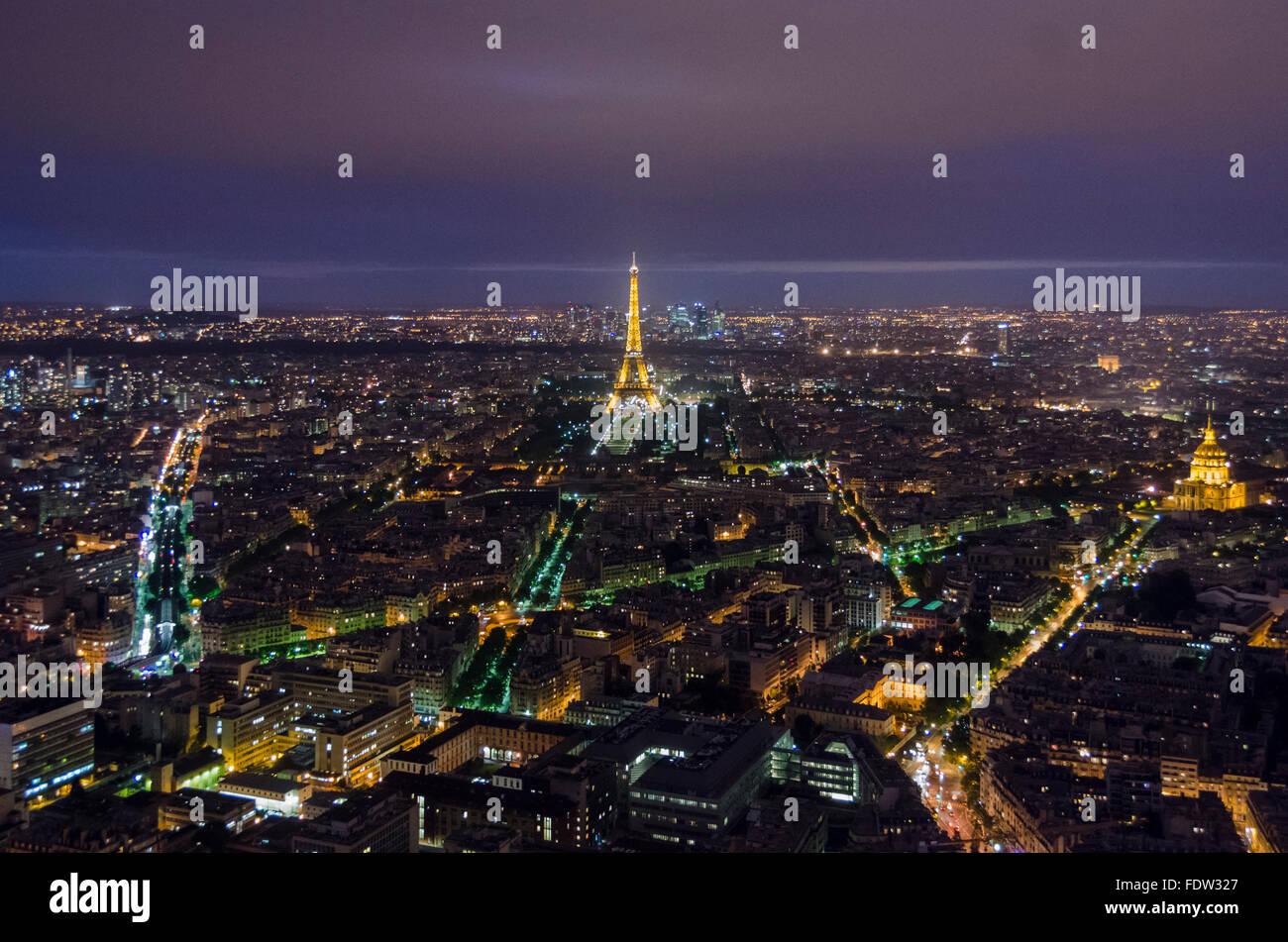 Aerial night view paris france hi-res stock photography and images - Alamy
