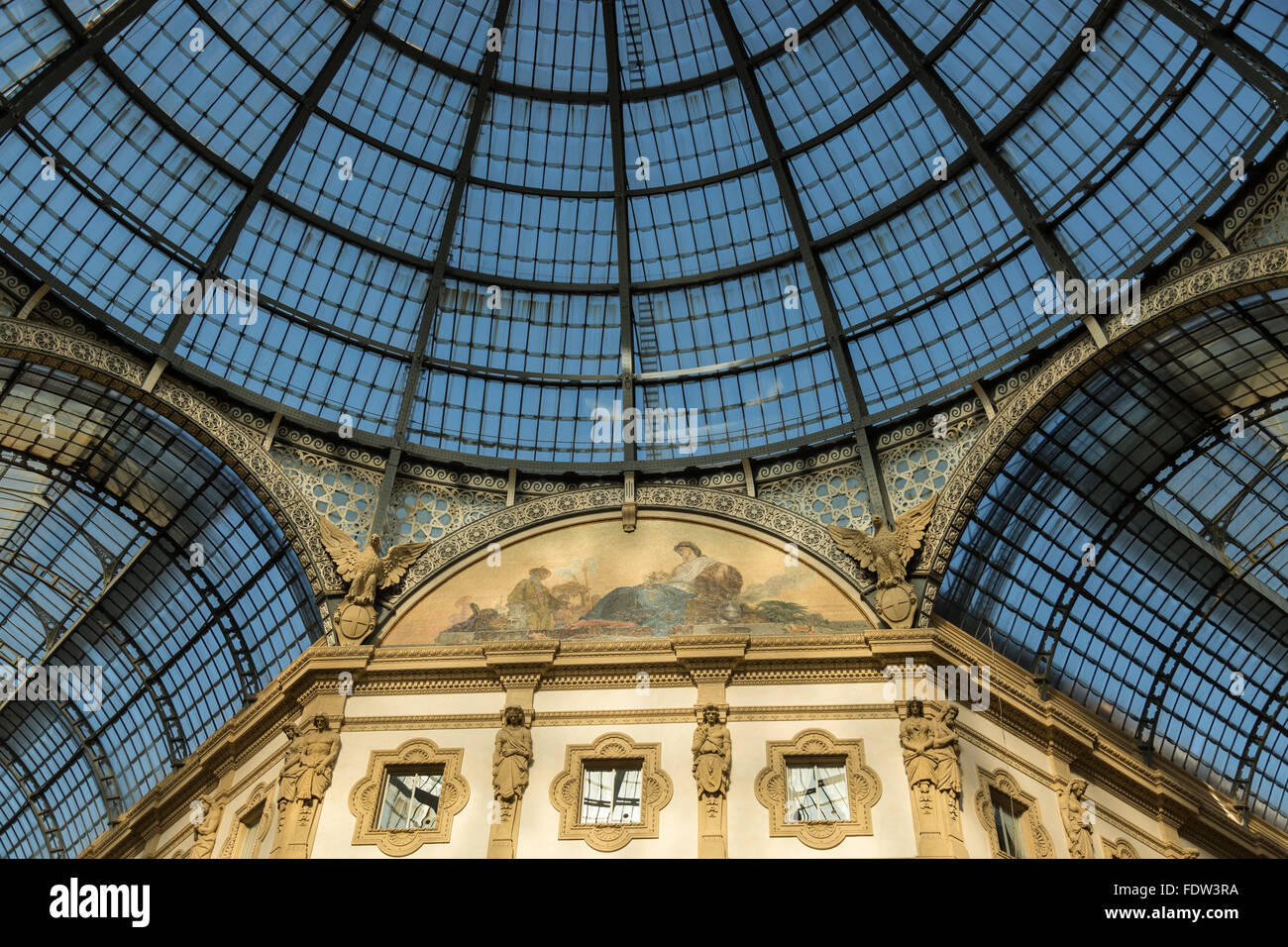 the vaulted glass ceiling of a 19th century arcade Stock Photo - Alamy