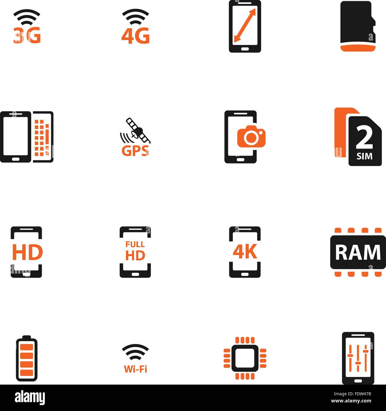 Smarthone specs simply icons Stock Vector Image & Art - Alamy
