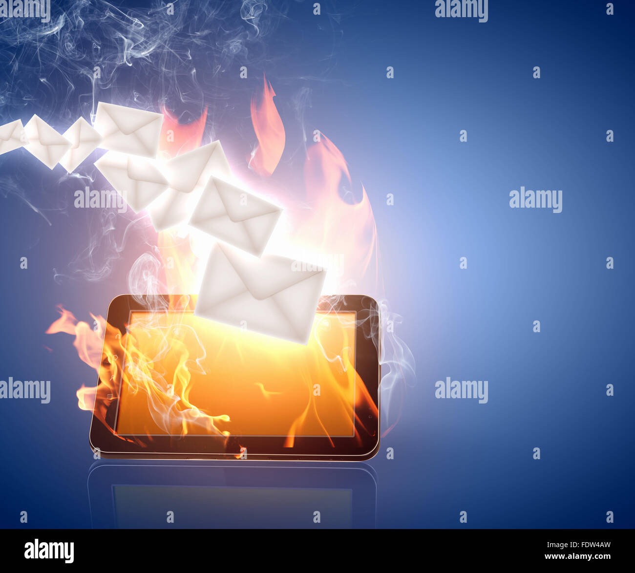 Modern communication technology illustration with messages and devices ...