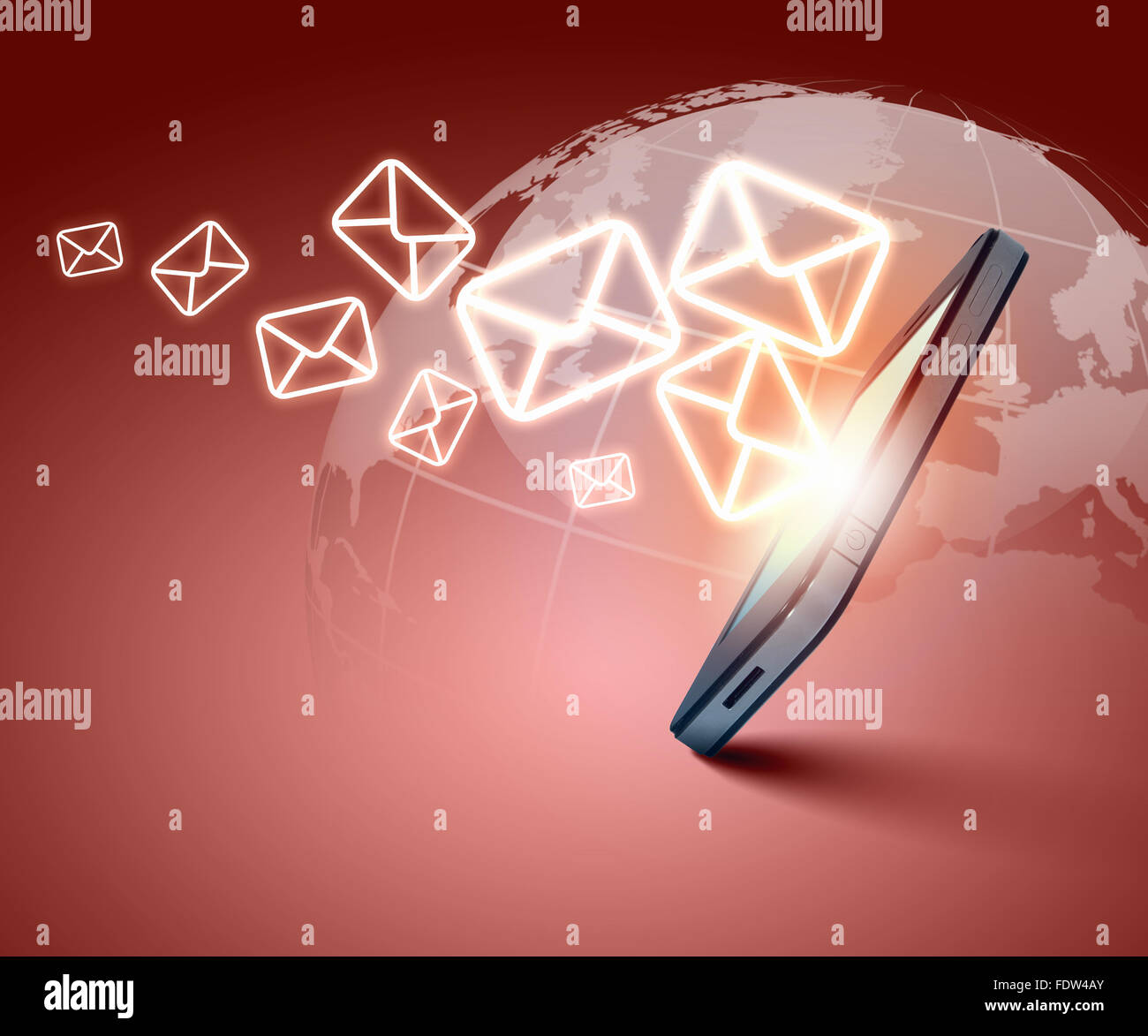 Modern communication technology illustration with messages and devices ...