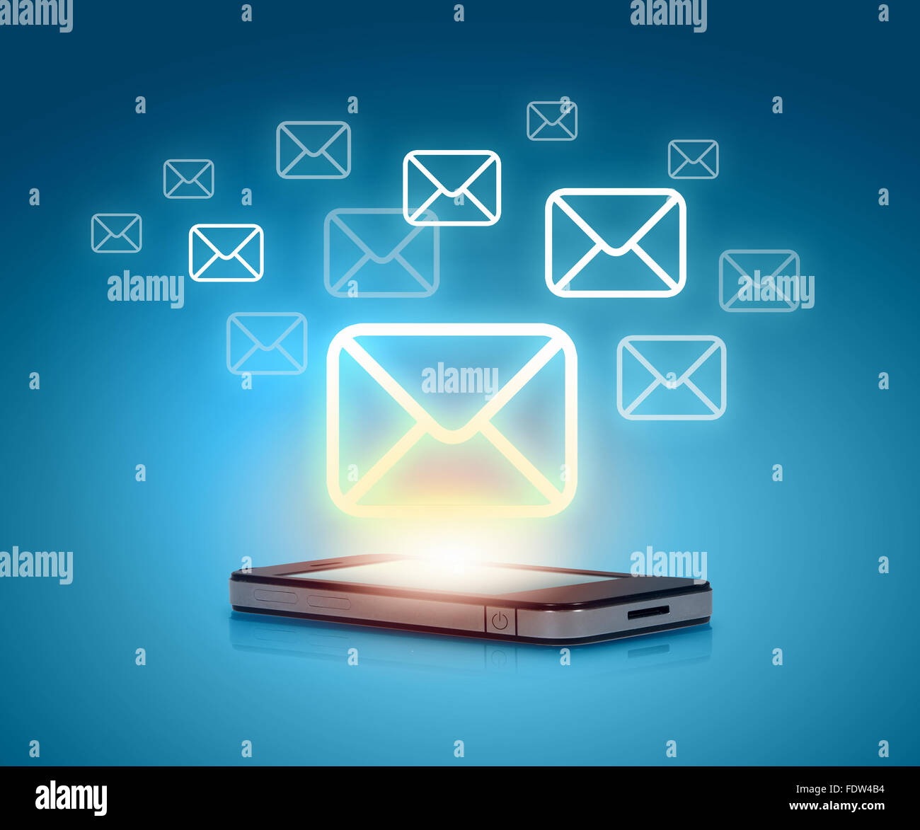 Modern communication technology illustration with messages and devices ...