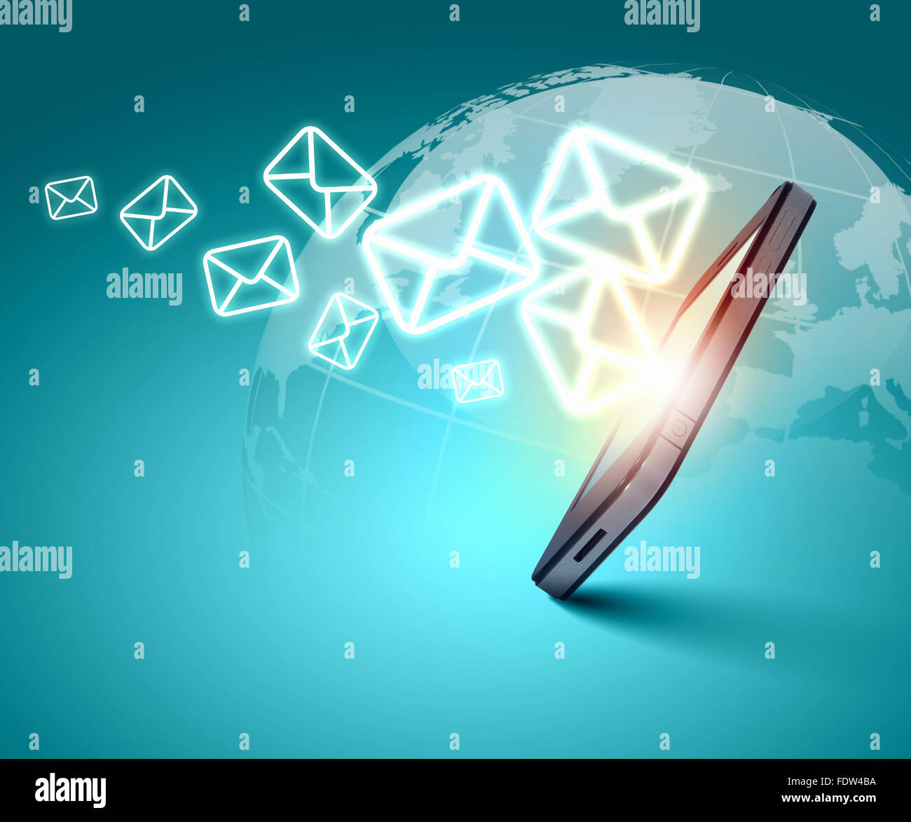 Modern communication technology illustration with messages and devices ...