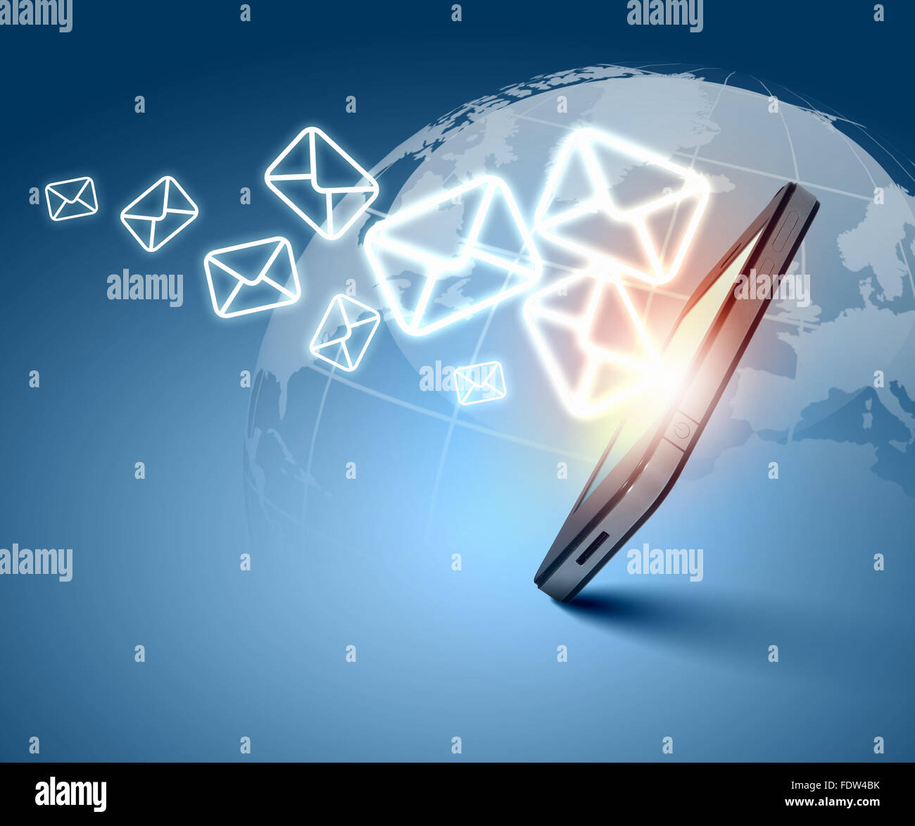 Modern communication technology illustration with messages and devices ...