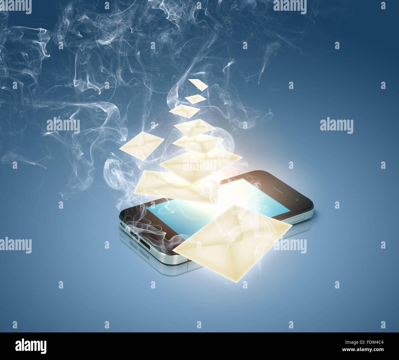 Modern communication technology illustration with messages and devices ...