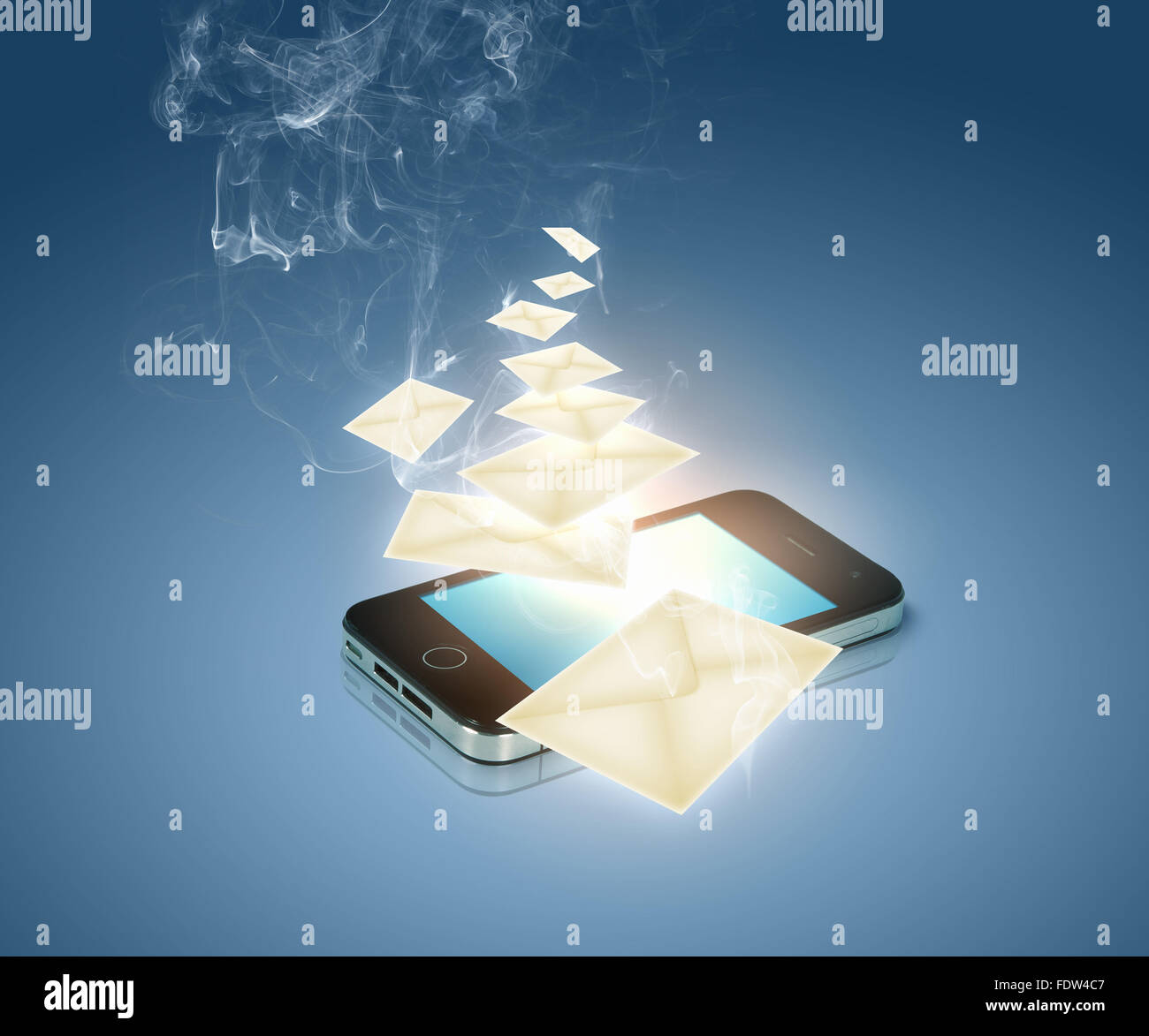Modern communication technology illustration with messages and devices ...