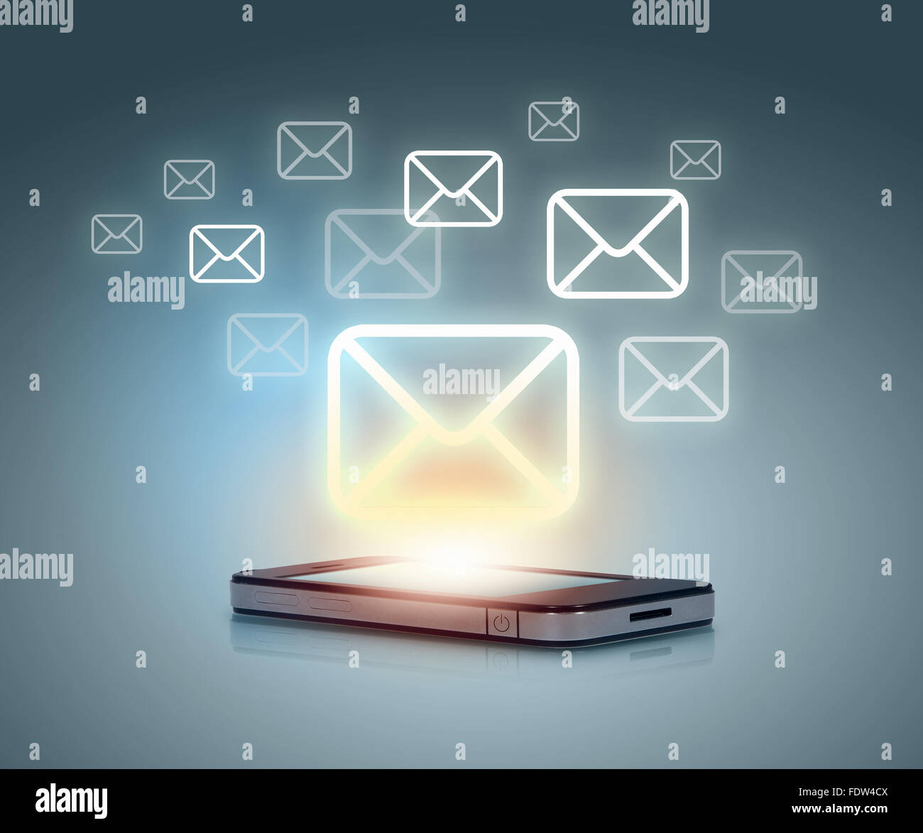 Modern communication technology illustration with messages and devices ...