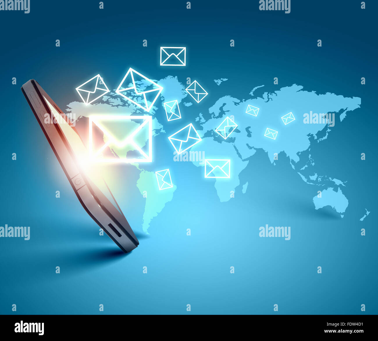 Modern communication technology illustration with messages and devices ...