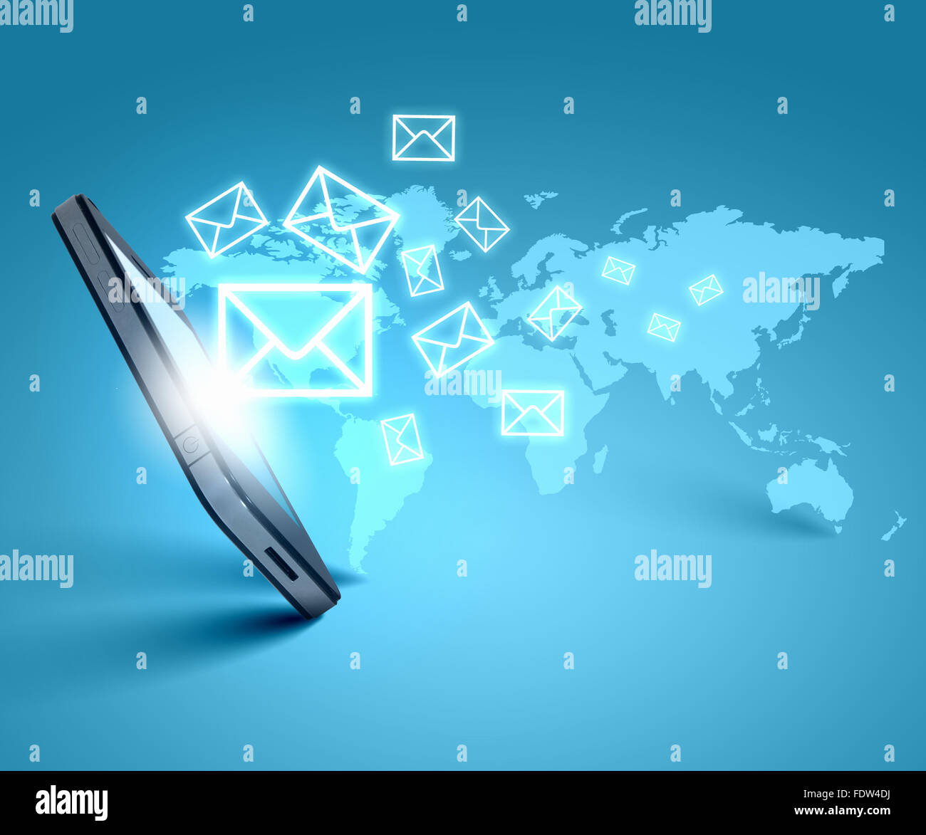 Modern communication technology illustration with messages and devices ...
