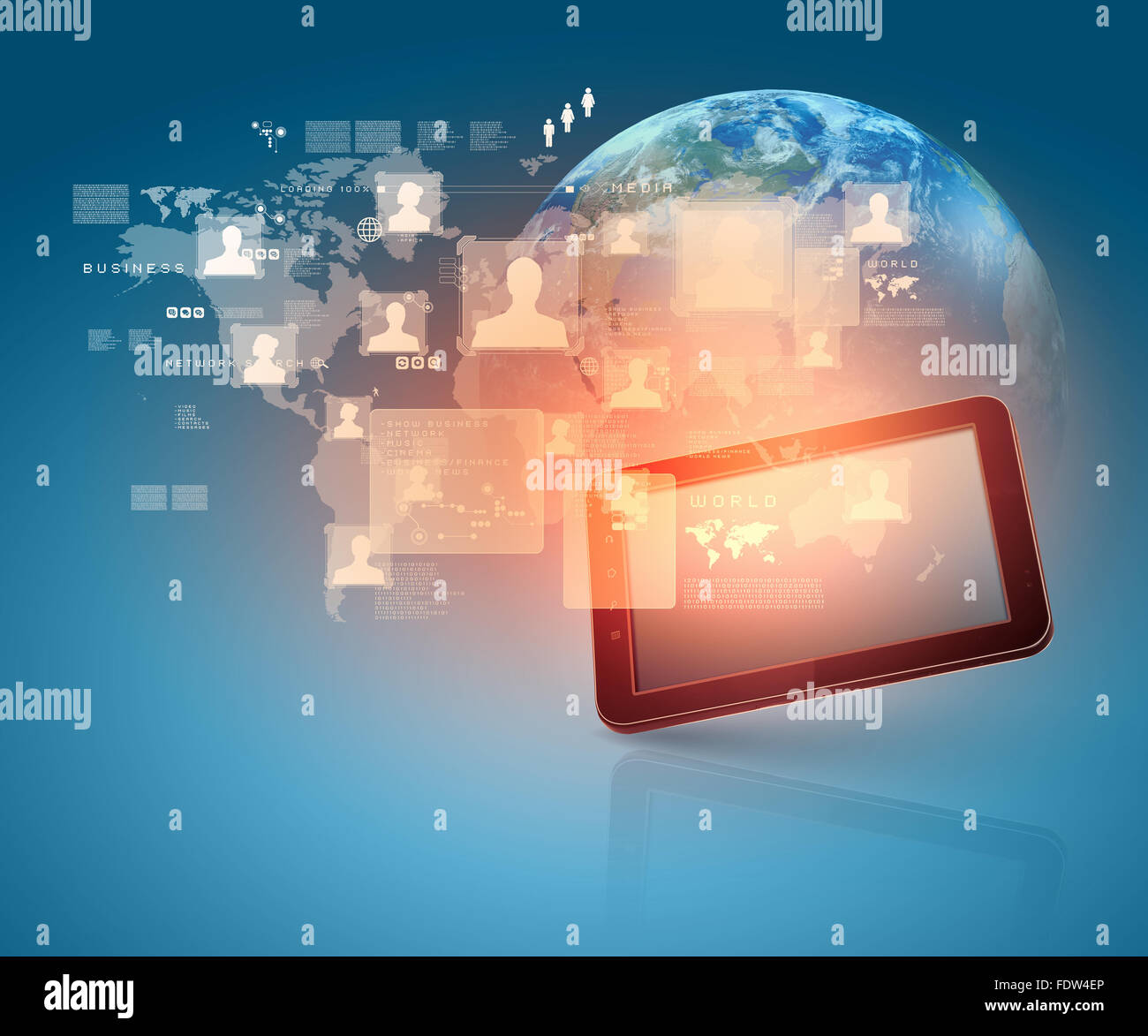 Modern communication technology illustration with mobile phone and high ...