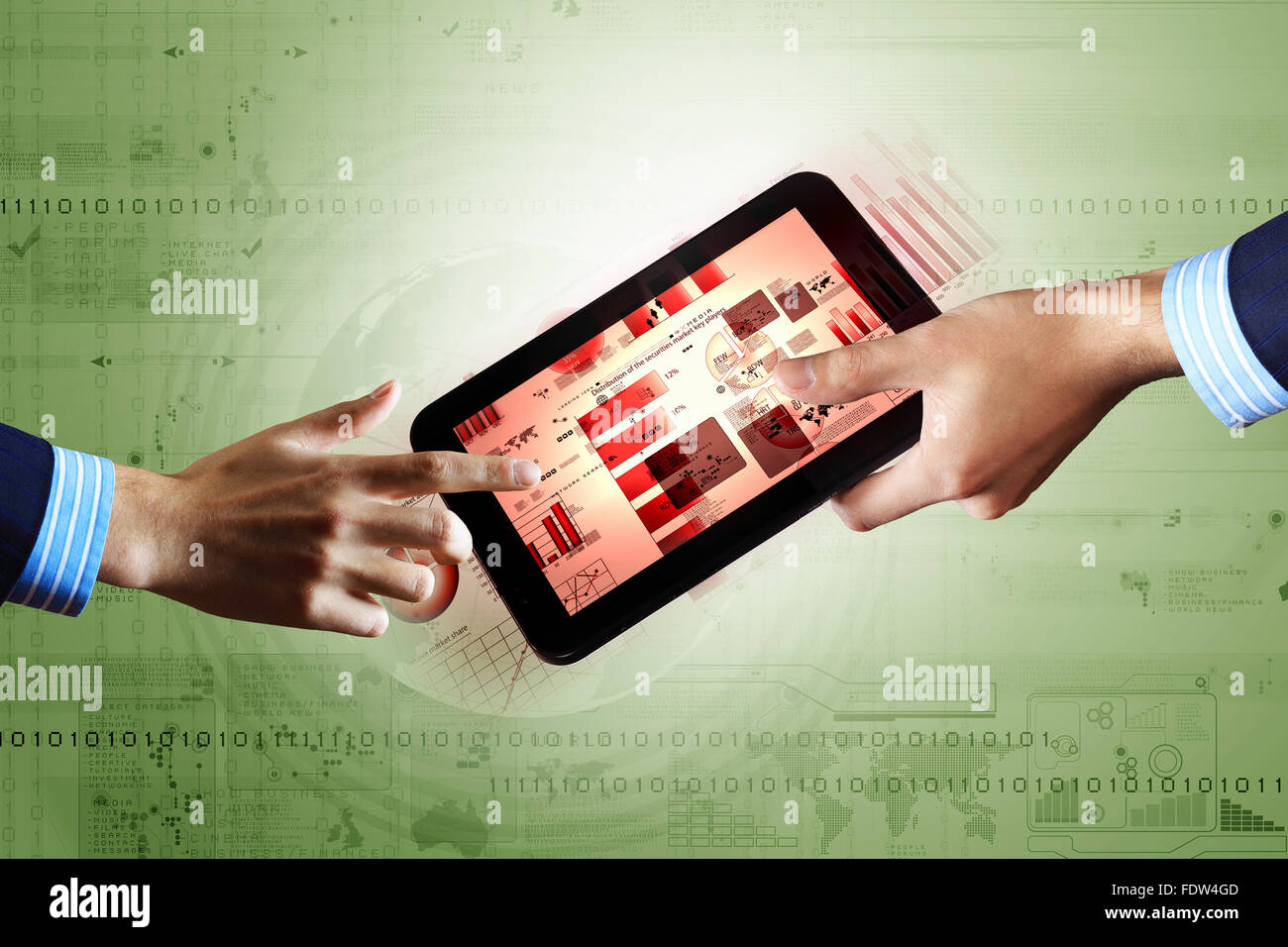 Modern computer technology in business illustration with wireless ...