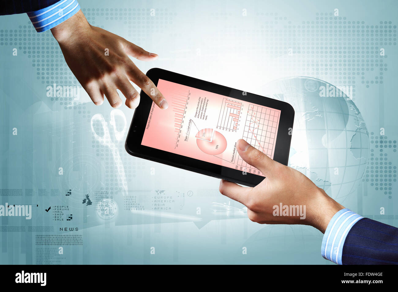 Modern computer technology in business illustration with wireless ...